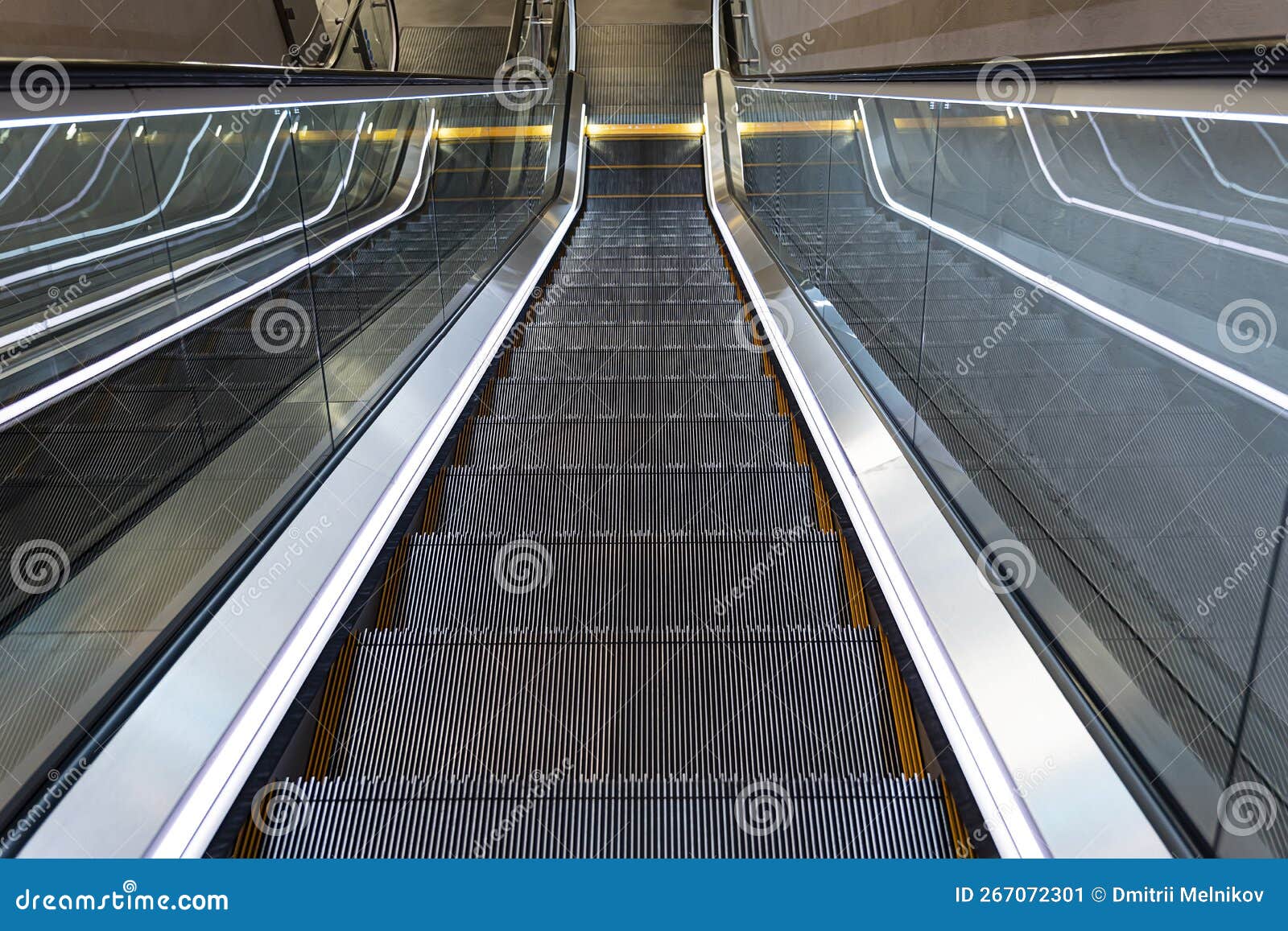 Modern Luxury Two Escalators with Staircase without People. Moving ...