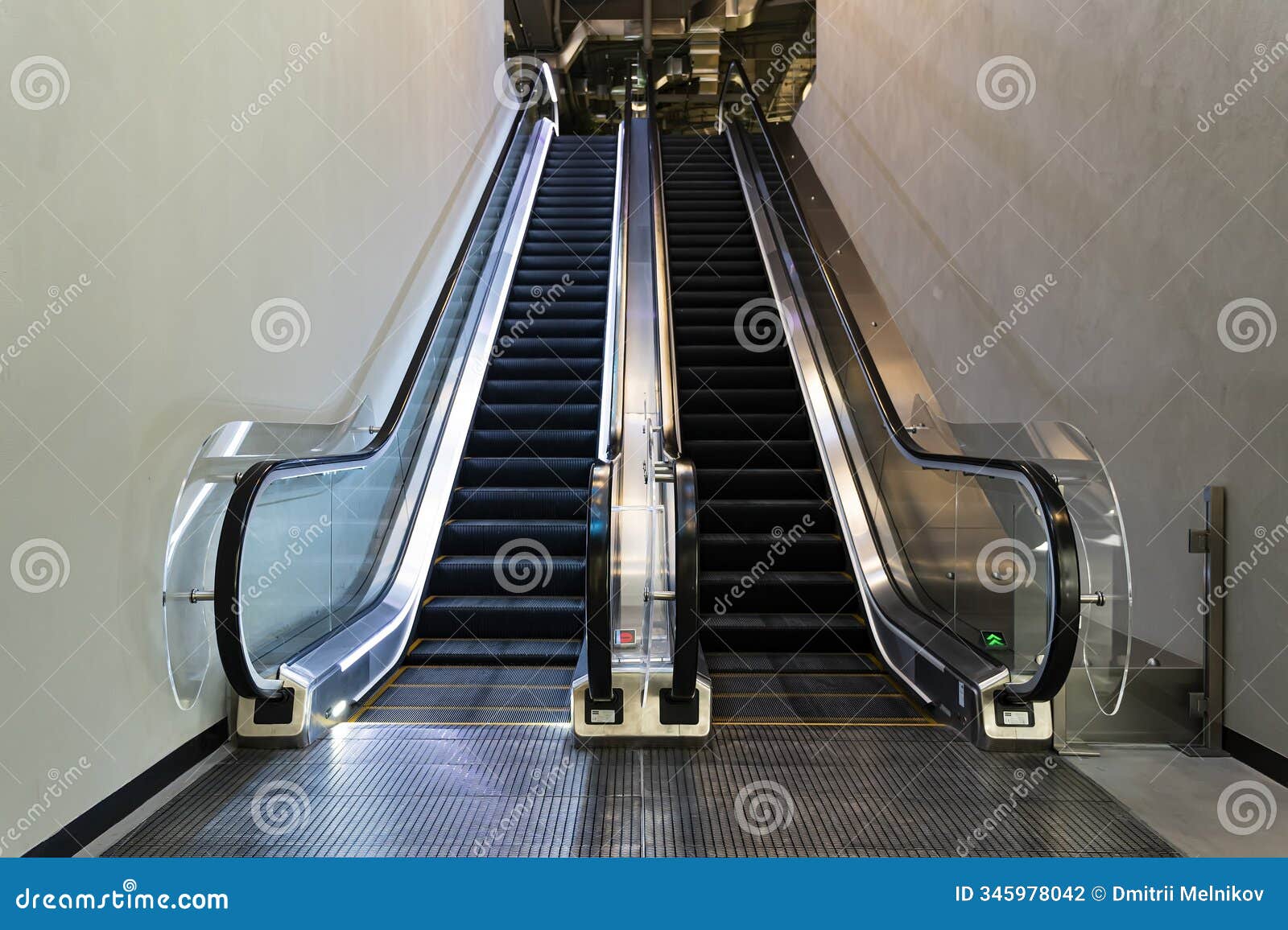 Modern Luxury Two Escalators with Staircase without People. Moving ...