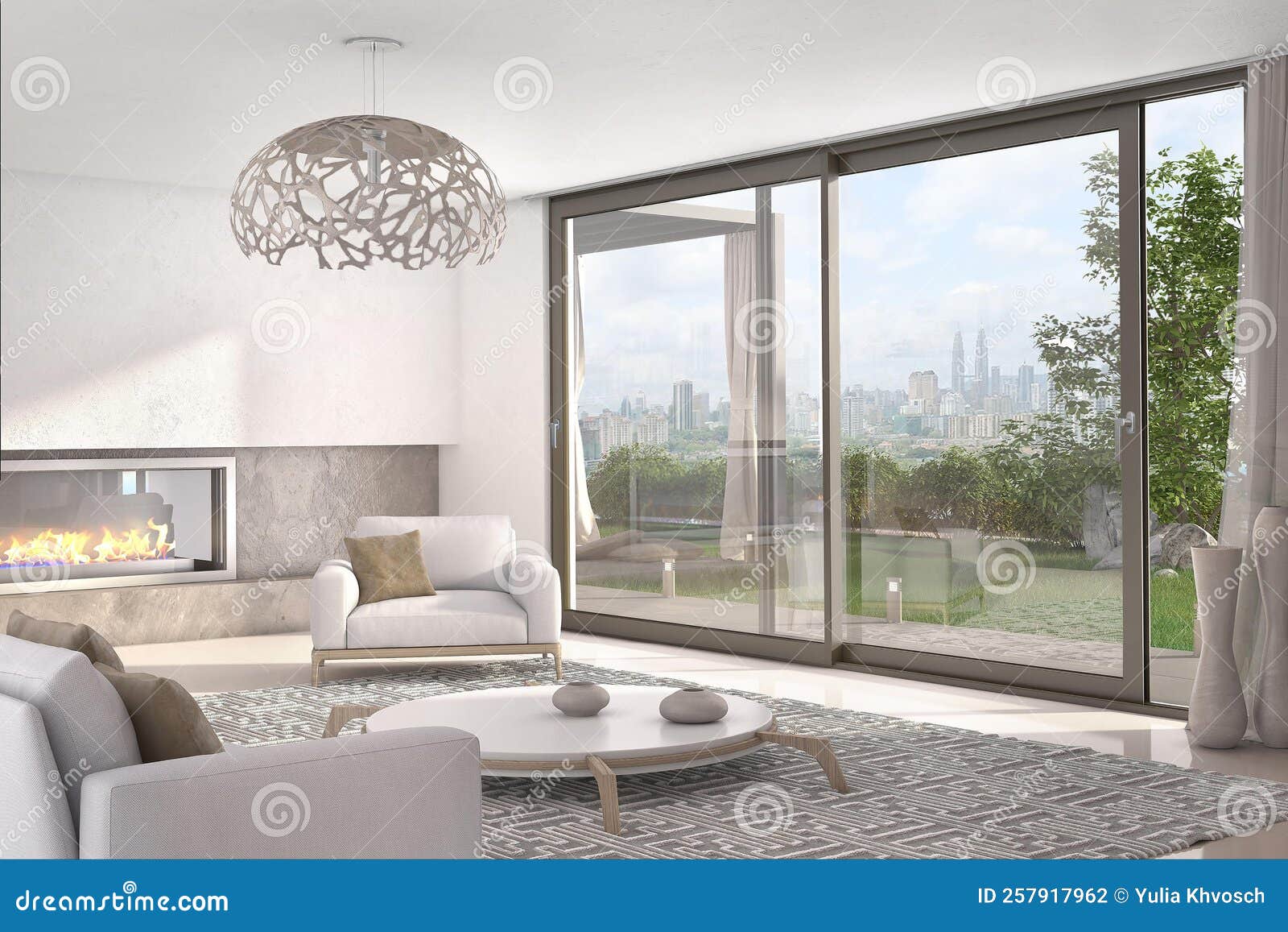 Modern Luxury Villa Iterior in Minimal Scandinavian Style. Stock Photo ...