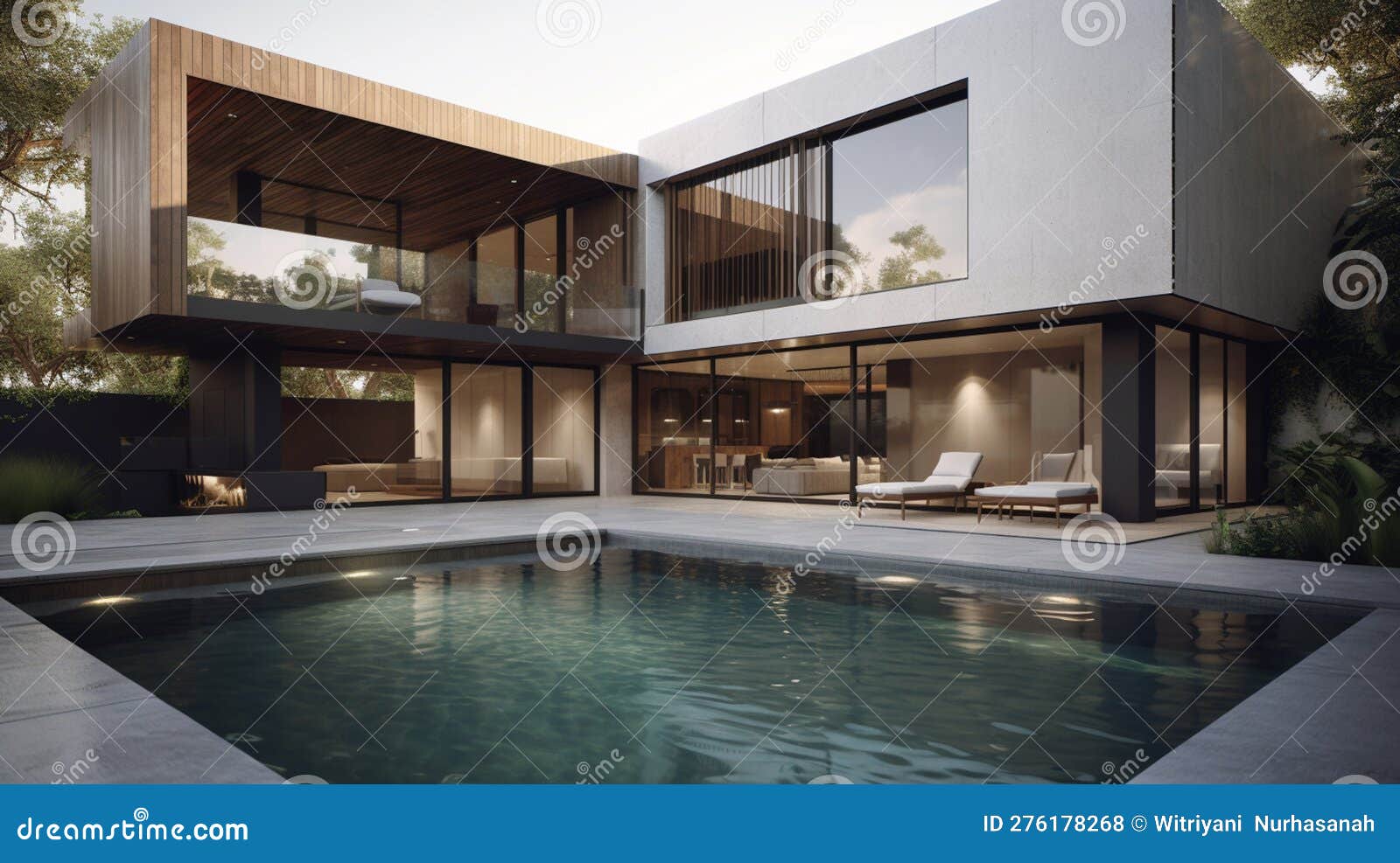 Modern Luxury Villa with Swimming Pool Stock Illustration ...