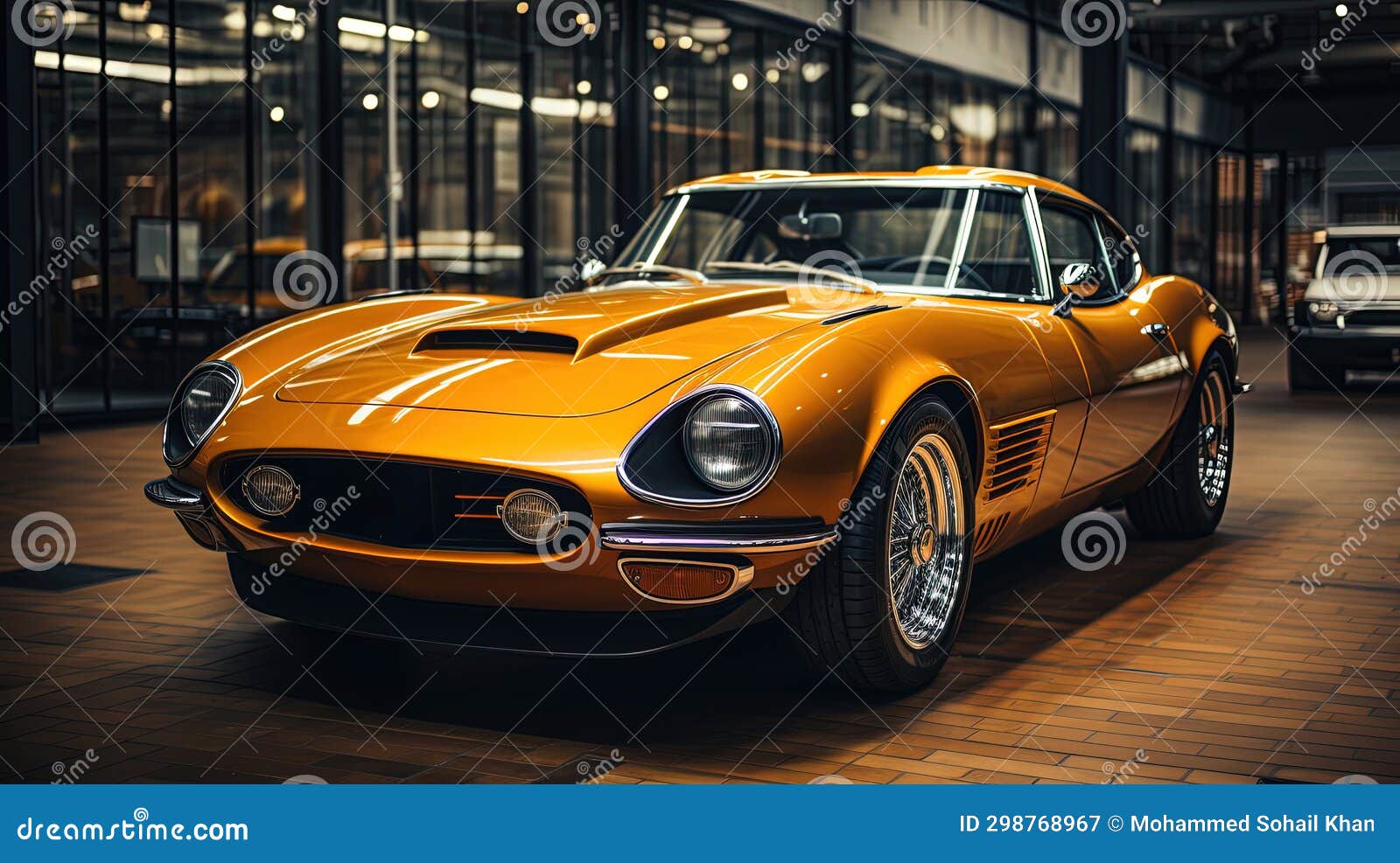 Modern Luxury Yellow Color Super Car on Black Blurry Background Stock ...