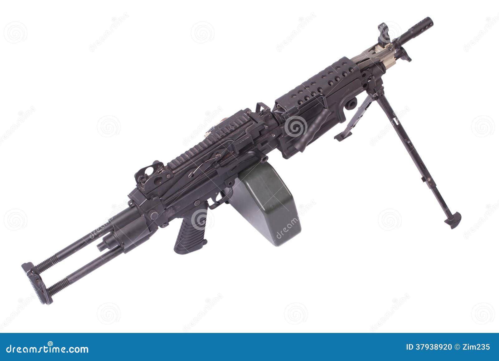 Modern M249 Us Army Machine Gun Stock Photo - Image of counter, white ...