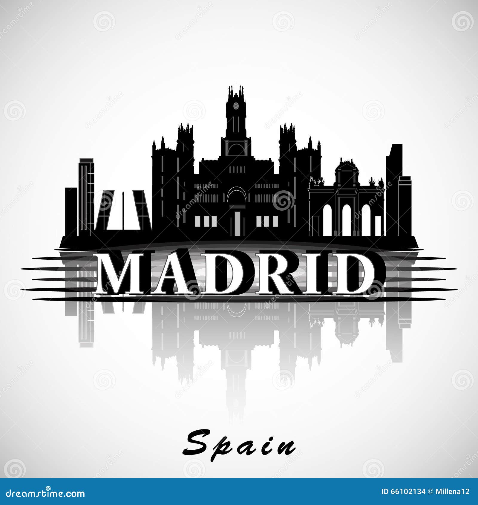Modern Madrid City Skyline Design. Spain Stock Vector - Illustration of ...