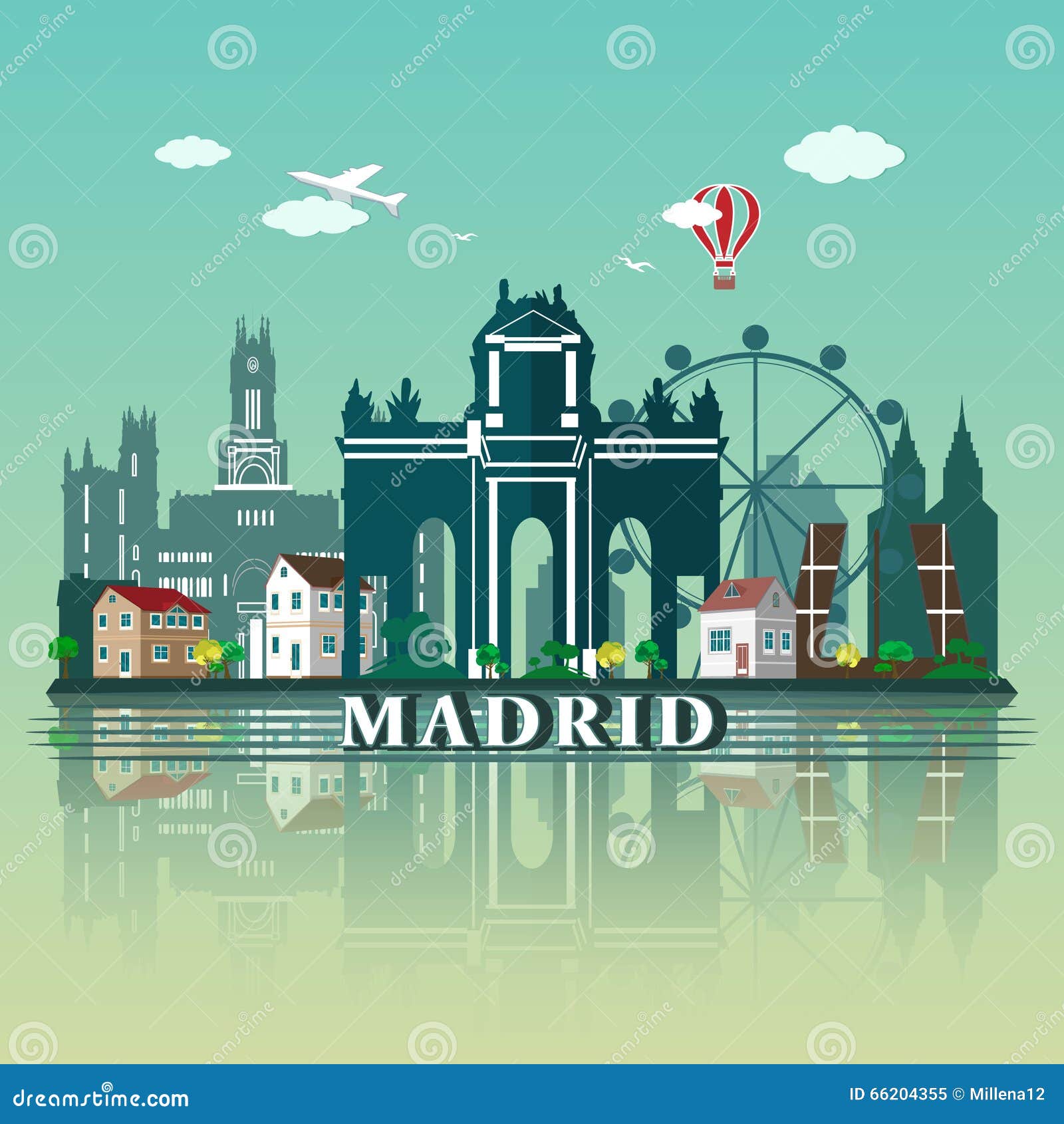 Madrid City Silhouette Skyline. Spain - Madrid City Vector City ...