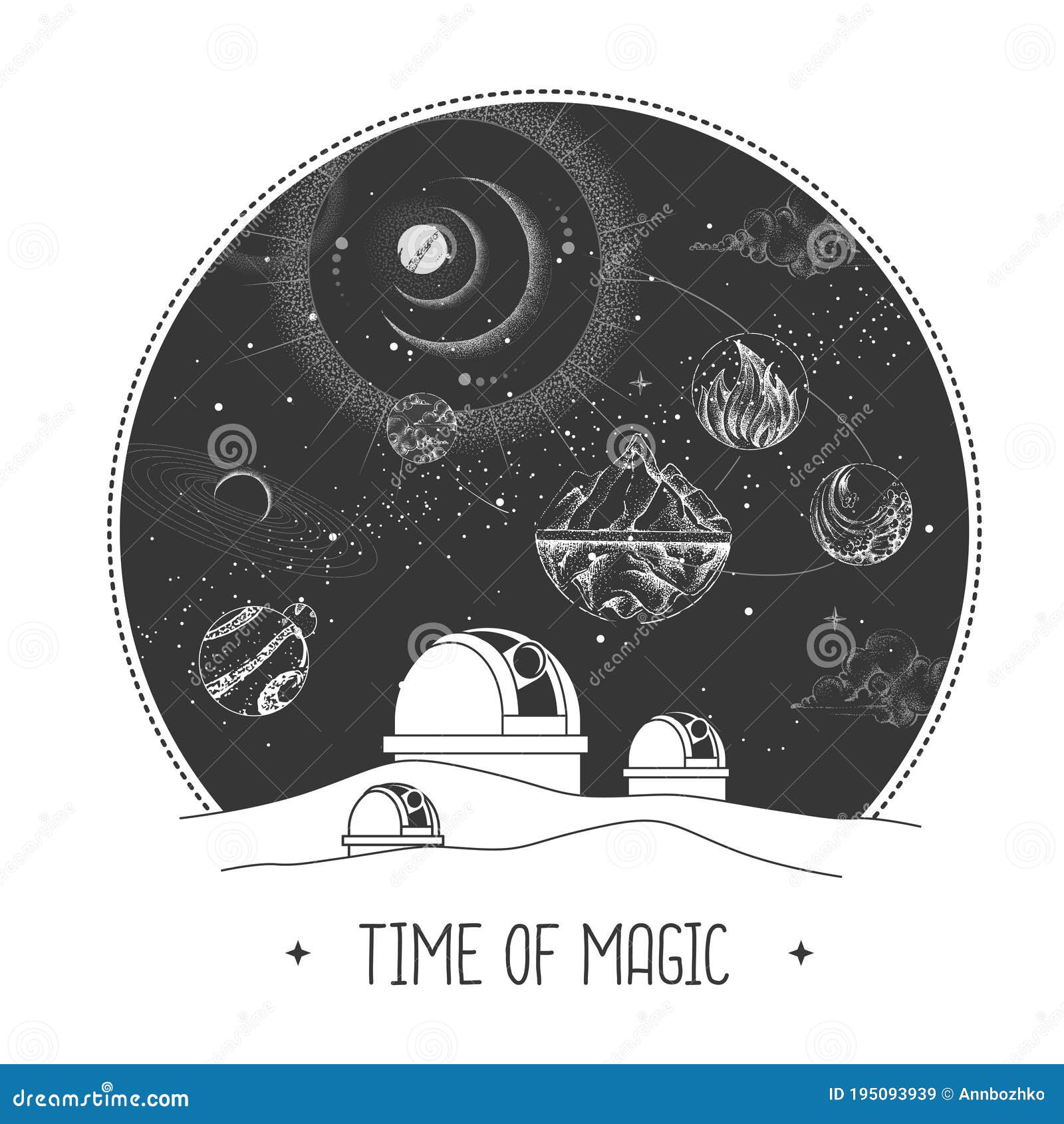 Modern Magic Witchcraft Card with Astrology Observatory with Outer ...