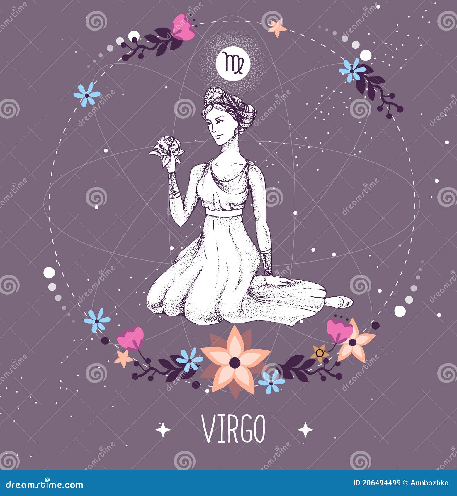 Modern Magic Witchcraft Card with Astrology Virgo Zodiac Sign Stock ...