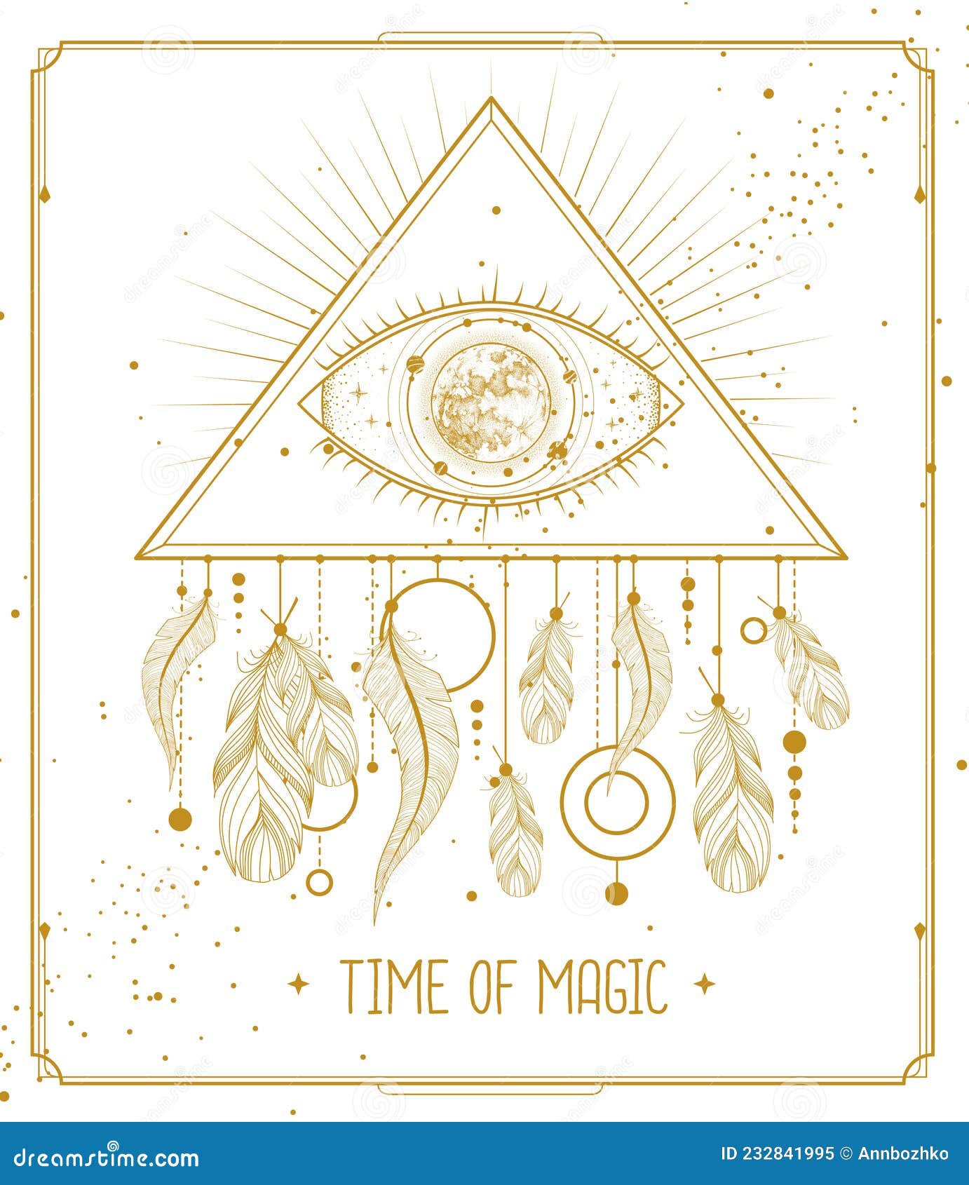 Modern Magic Witchcraft Card with Dream Catcher and Eye in Triangle ...