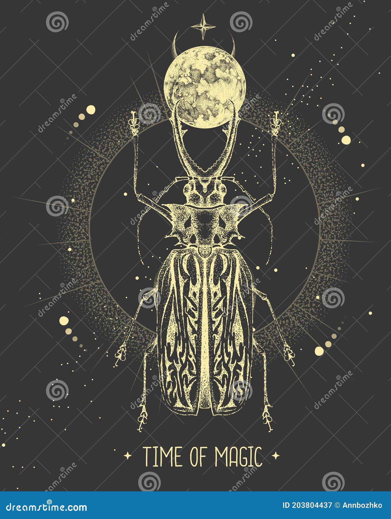 Occult And New Age Drawing Of Mystic And Spiritual Symbols, Goddess Of ...