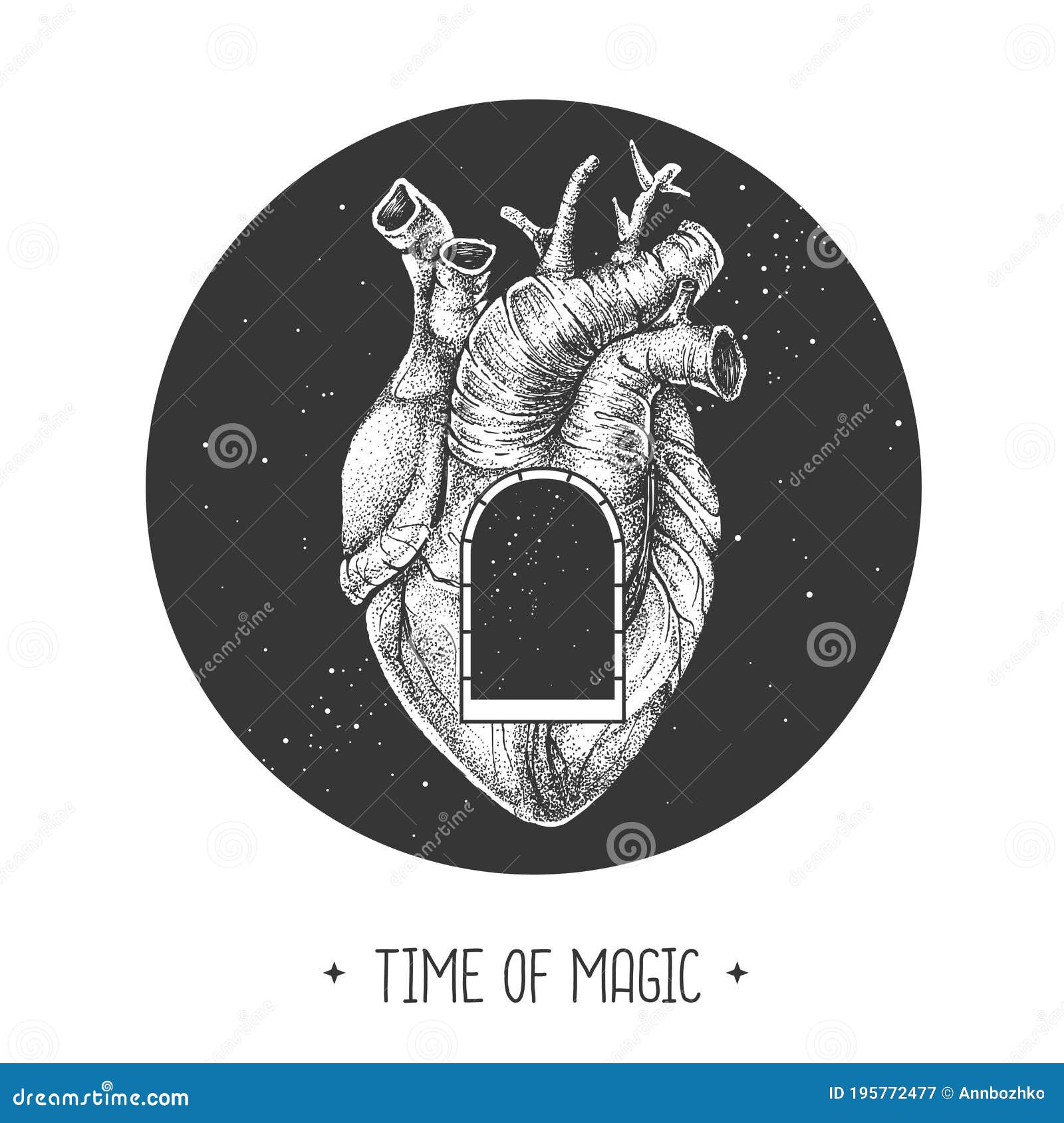 Modern Magic Witchcraft Card with Realistic Human Heart and Window ...