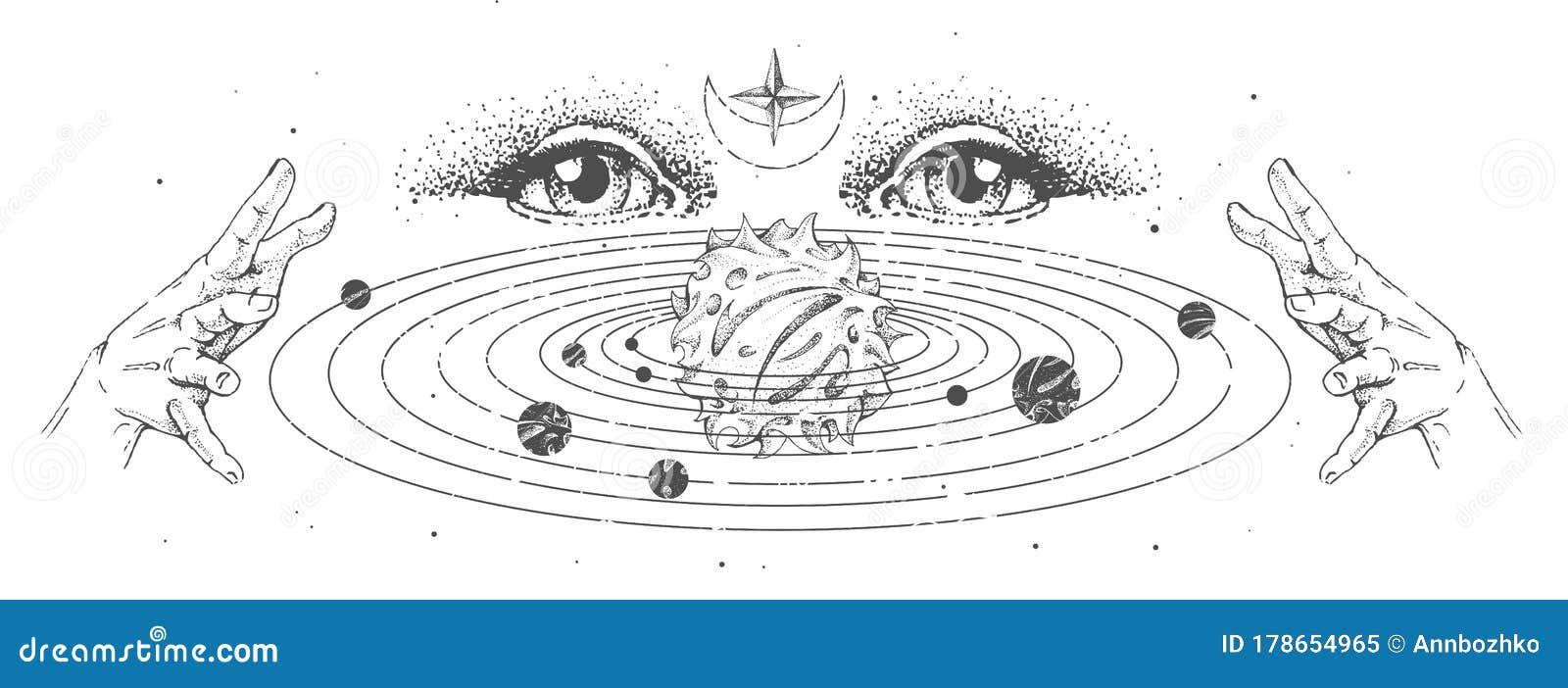 Occult Eyes Symbols Set. Esoteric Signs With Circle And Arrows Mystical ...