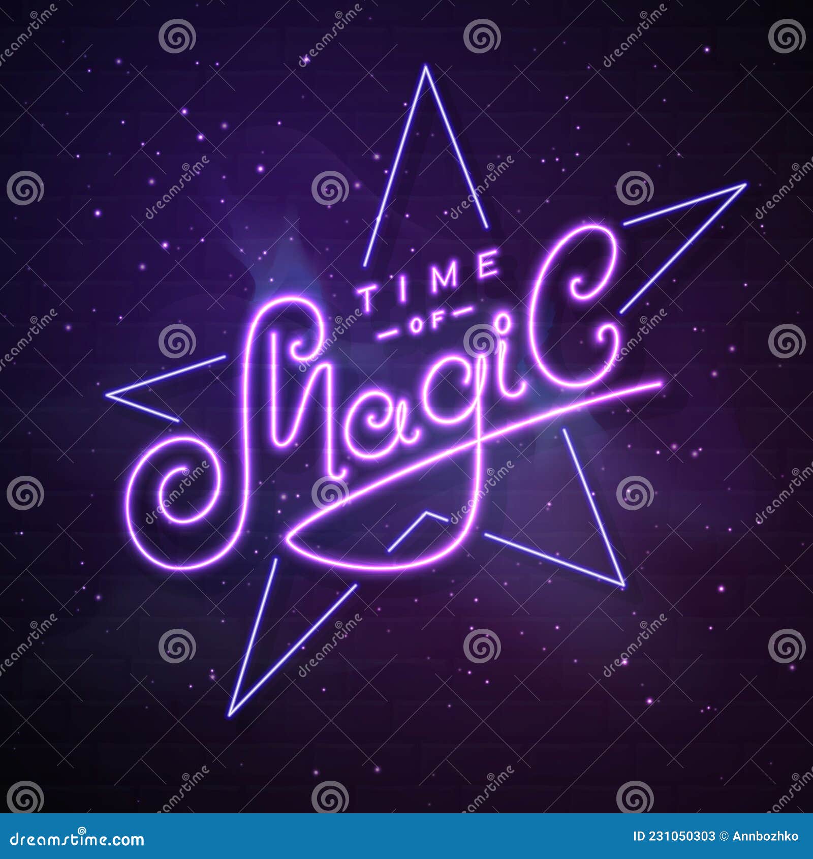 Modern Magic Witchcraft Neon Typography Sign Time of Magic on Abstract ...
