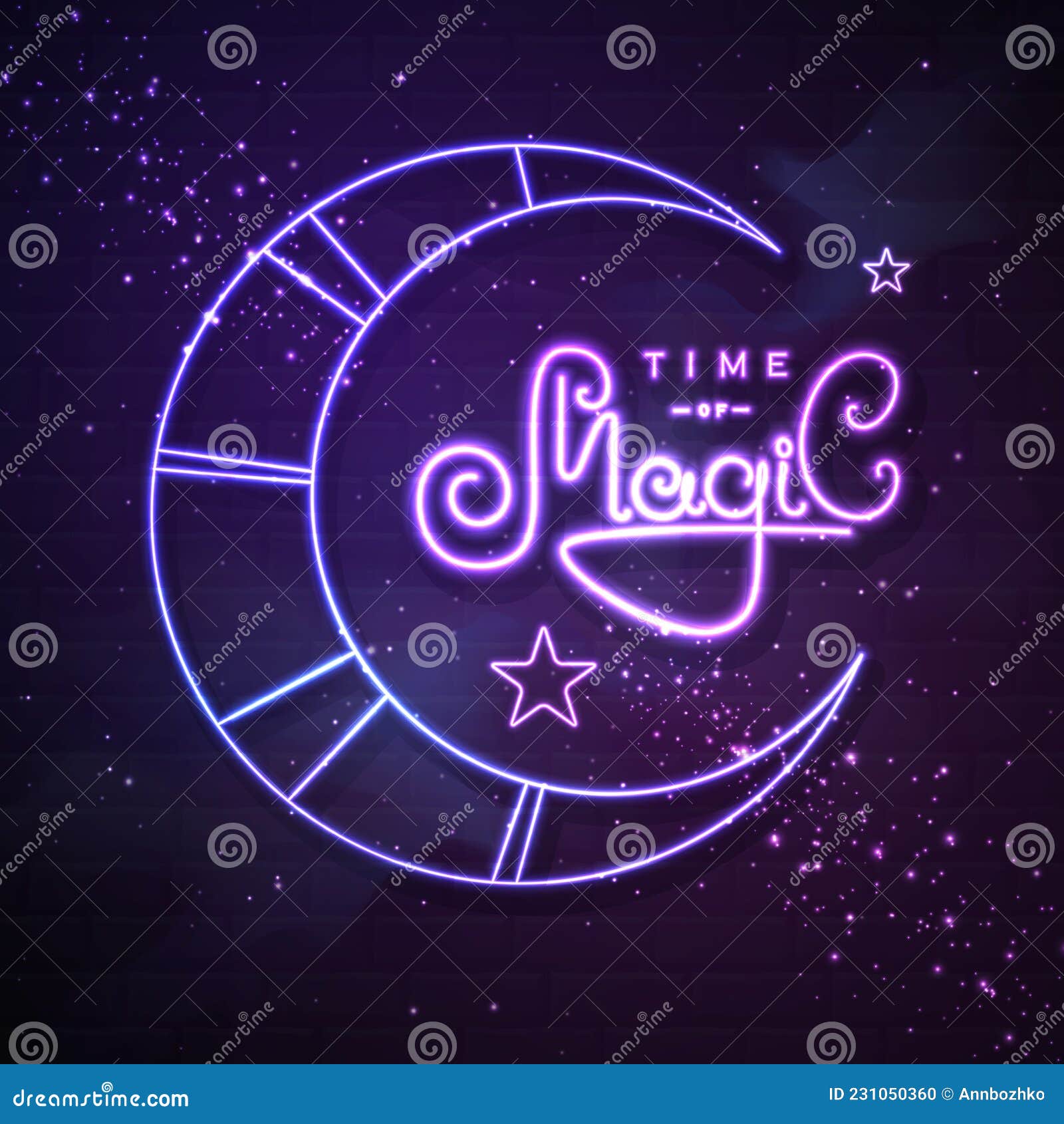 Modern Magic Witchcraft Neon Typography Sign Time of Magic on Abstract ...