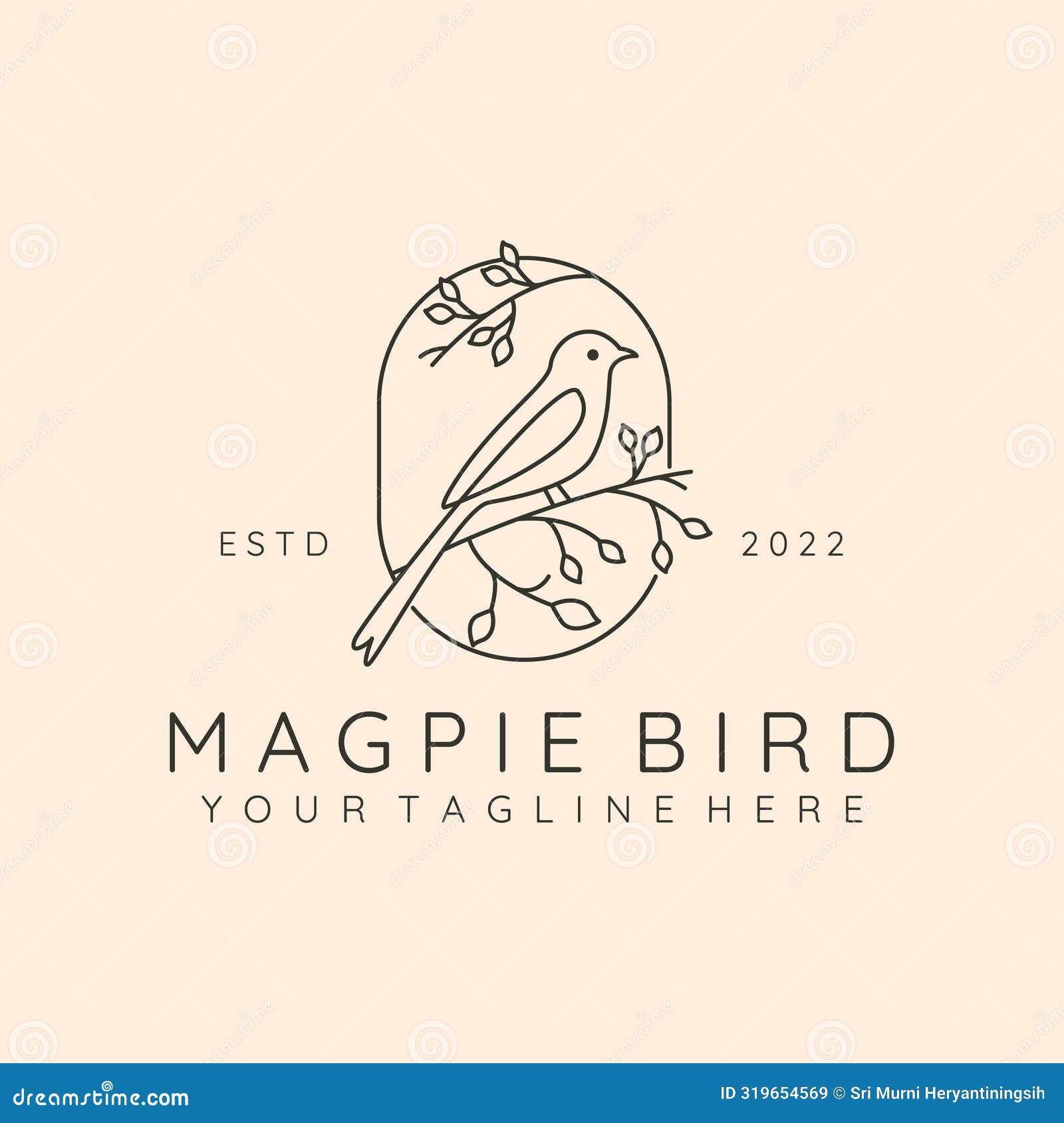 Modern Magpie Bird Line Art Logo Vector Symbol Illustration Design ...