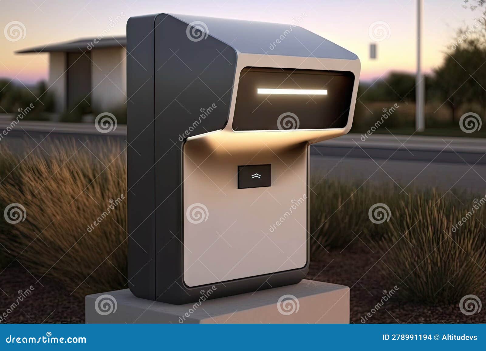 Modern Mailbox with Built-in Lighting System and Security Camera Stock ...