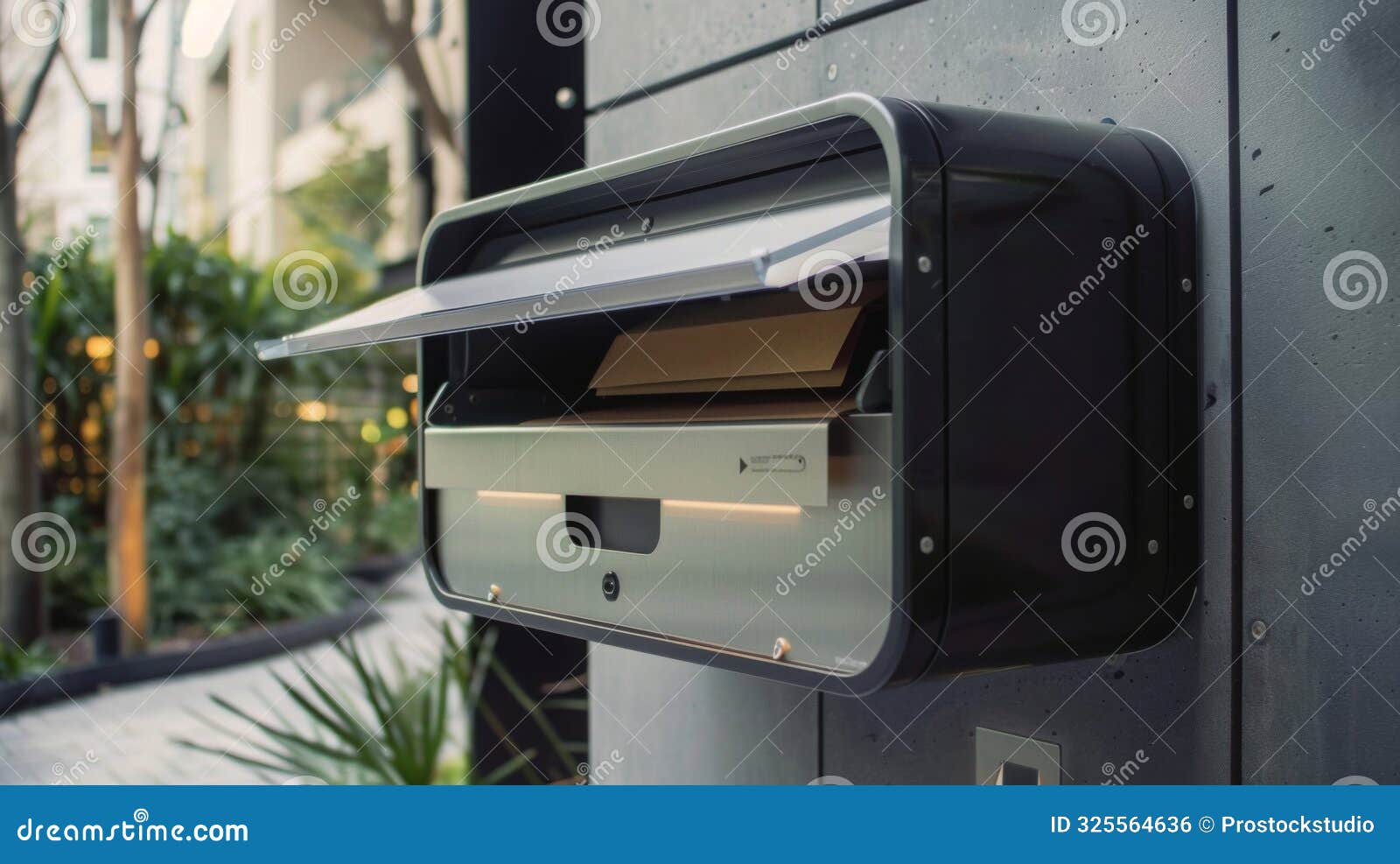 Modern Mailbox with Open Flap Stock Photo - Image of mail, grey: 325564636
