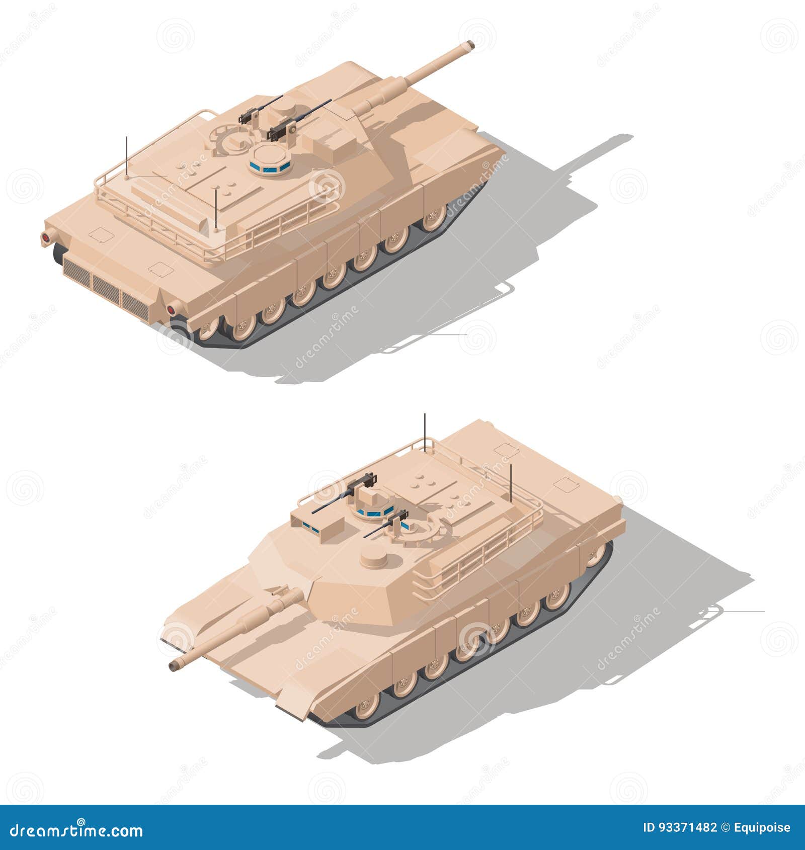 Modern Main Battle Tank with Dynamic Defense Isometric Icon Set Stock ...
