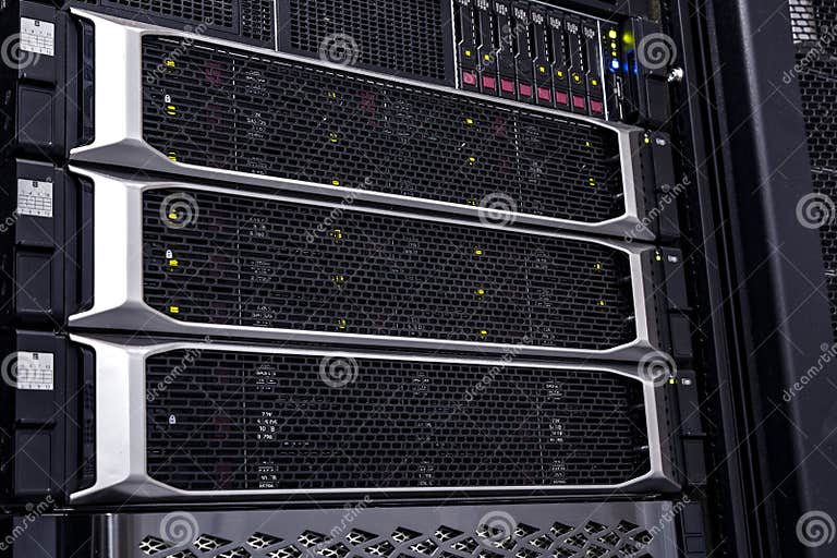 Modern Mainframe Storage in Data Center Close Up Stock Image - Image of ...