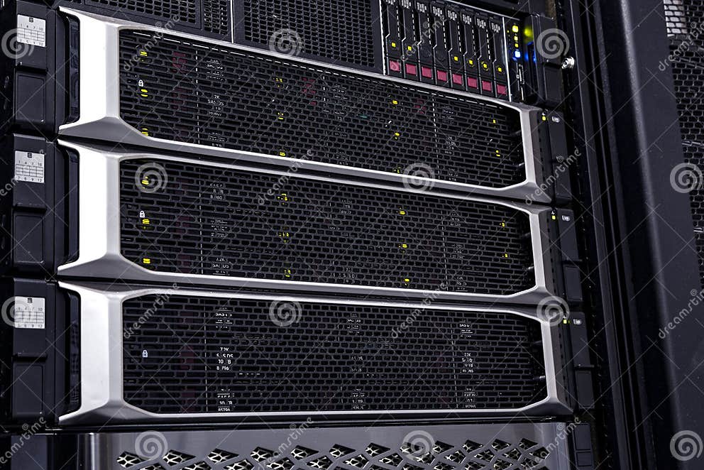 Modern Mainframe Storage in Data Center Close Up Stock Image - Image of ...