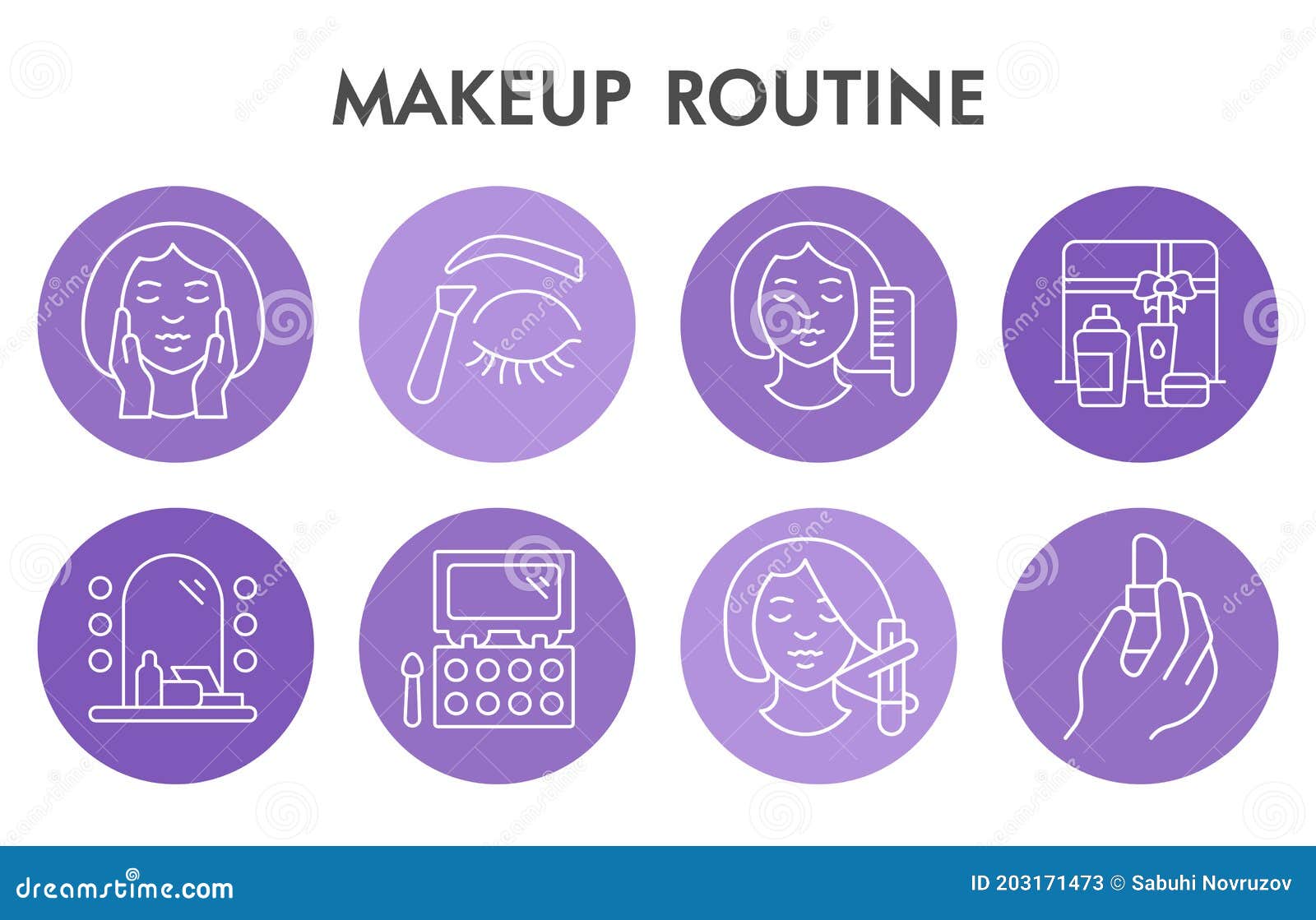 Modern Make Up Routine Infographic Design Template with Icons ...