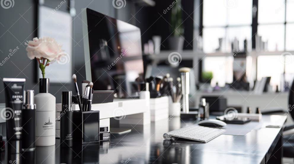 Modern Makeup Studio Workspace Stock Image - Image of desk, makeup ...