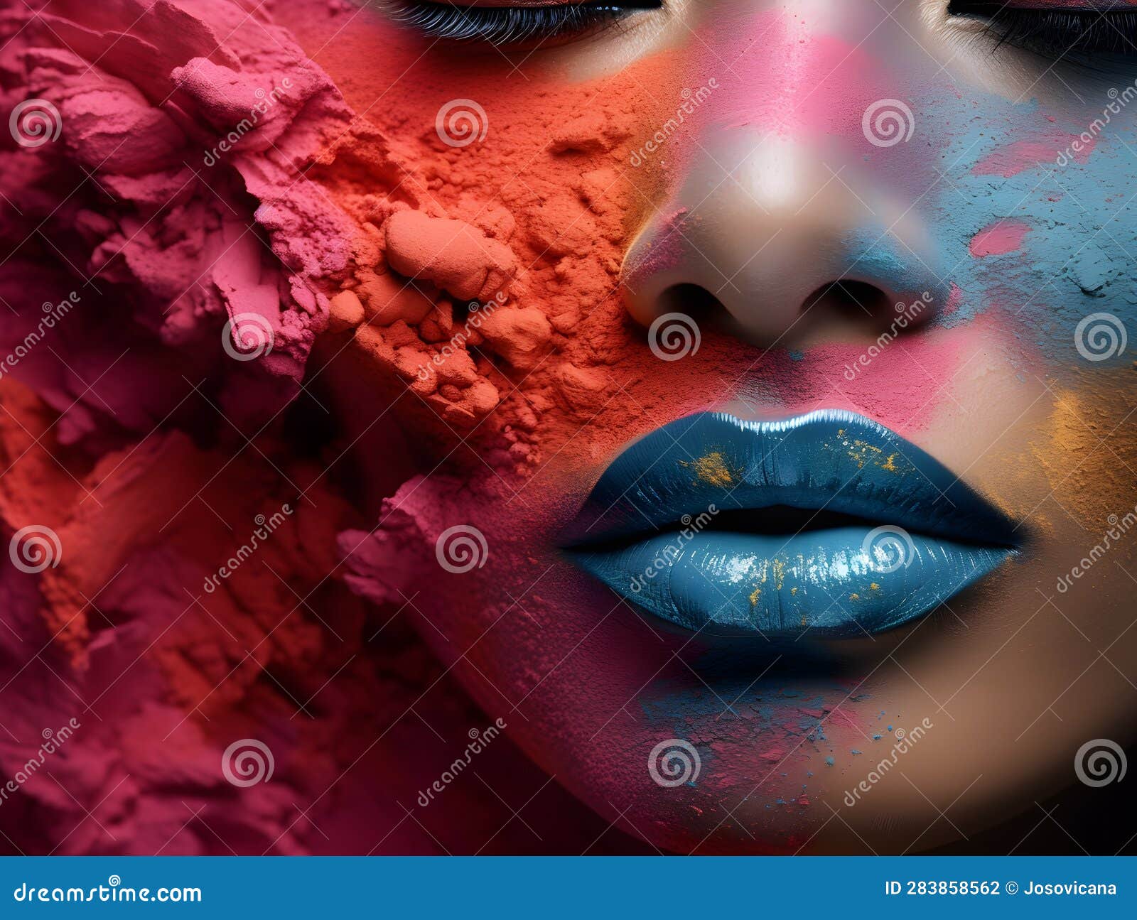 Modern Makup Models, Closeup Face View, Extreme Angles Stock ...