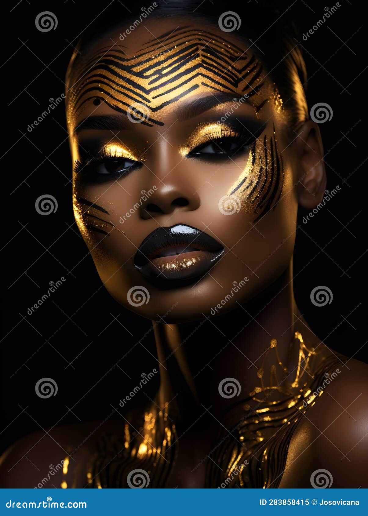 Modern Makup Models, Closeup Face View, Extreme Angles, Glitter Stock ...