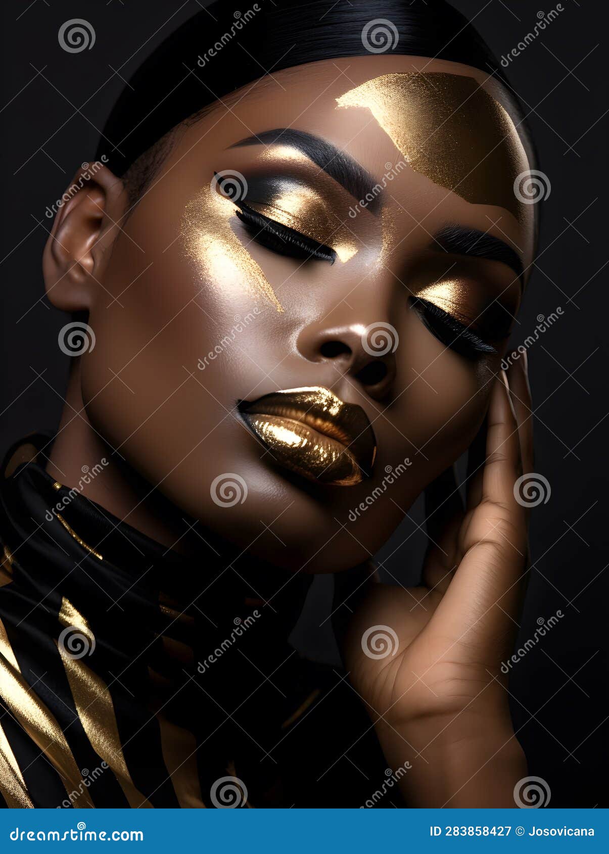 Modern Makup Models, Closeup Face View, Extreme Angles, Glitter Stock ...