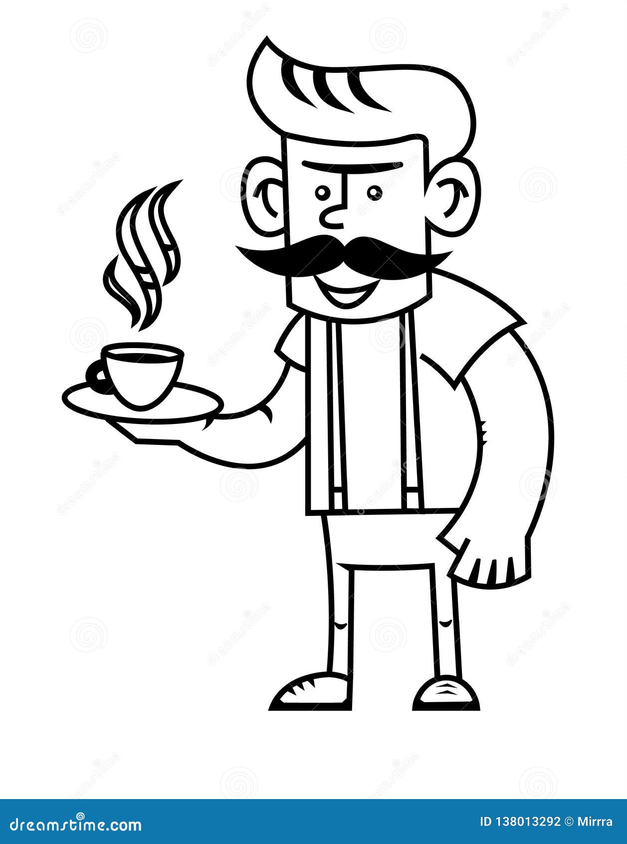 Modern Man with Cup, Black and White Version Stock Vector ...