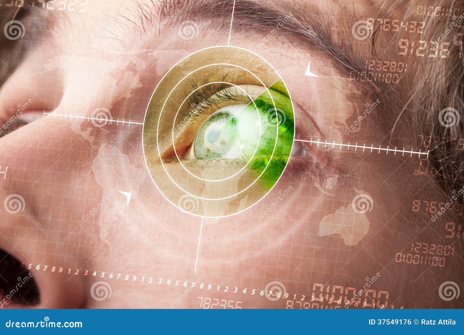 Modern Man with Cyber Technology Target Military Eye Stock Photo ...