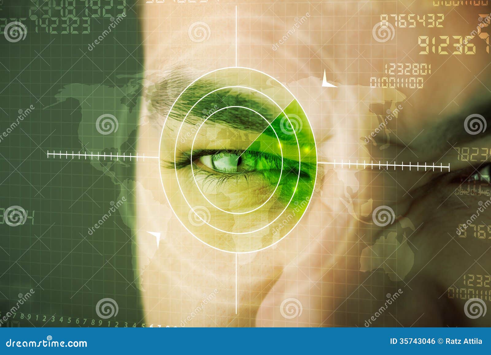 Modern Man with Cyber Technology Target Military Eye Stock Photo ...