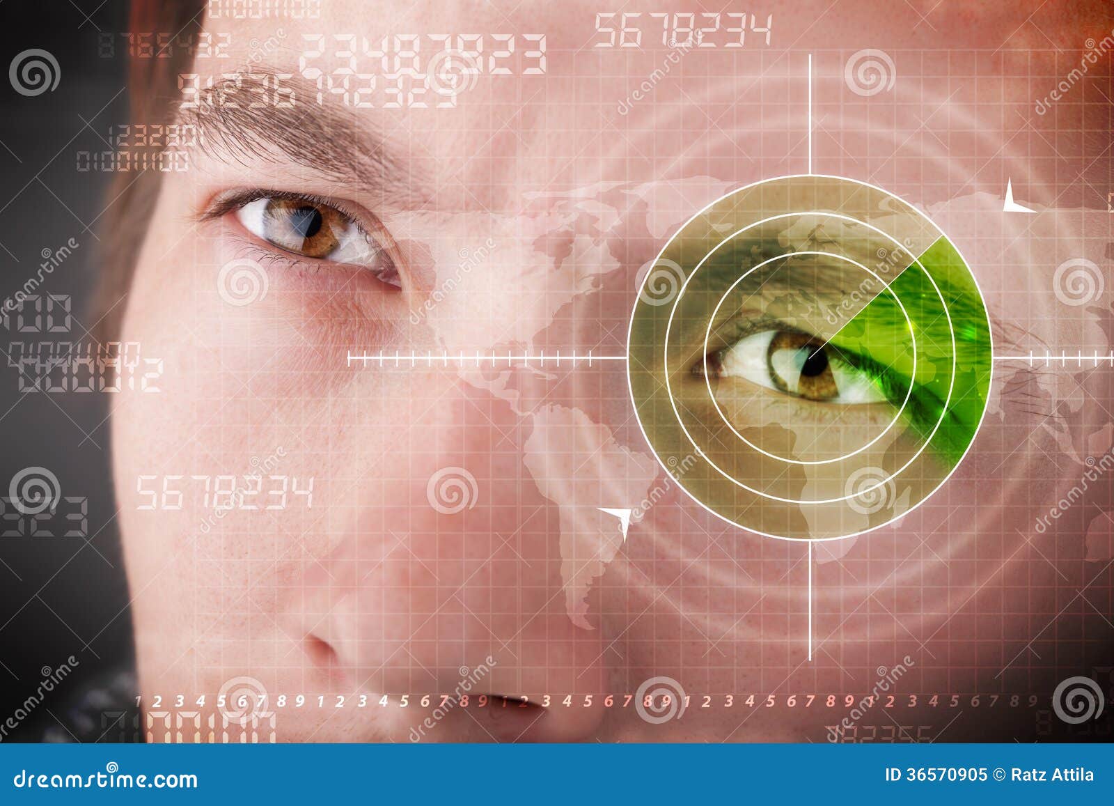 Modern Man with Cyber Technology Target Military Eye Stock Image ...