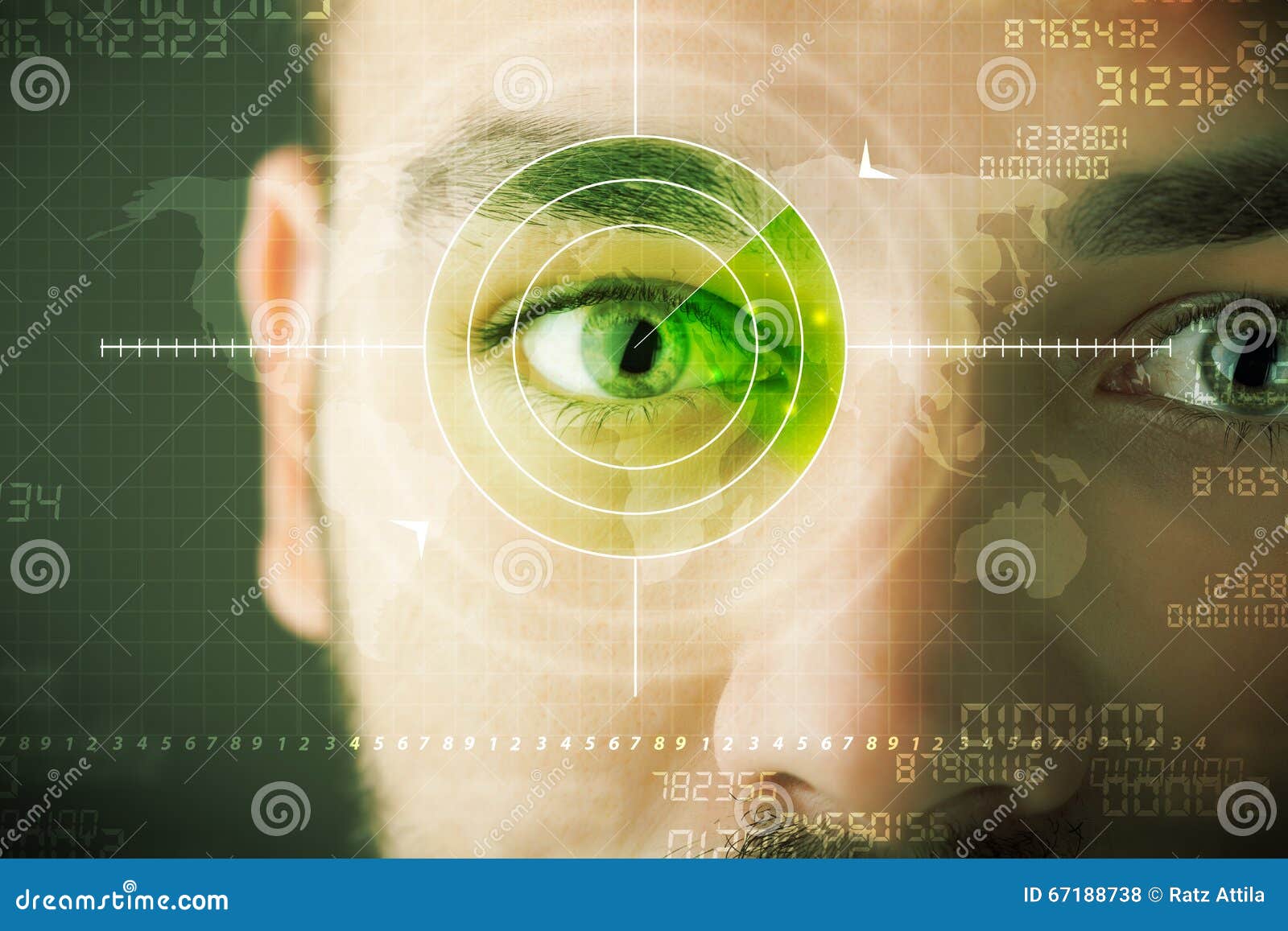 Modern Man with Cyber Technology Target Military Eye Stock Photo ...