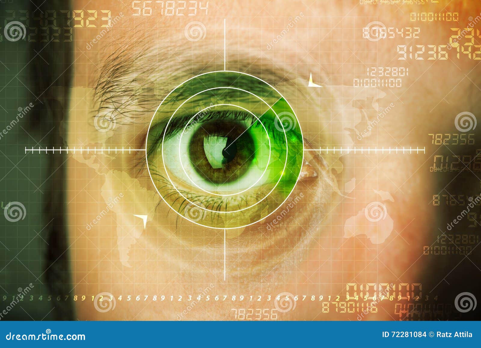 Modern Man with Cyber Technology Target Military Eye Stock Photo ...