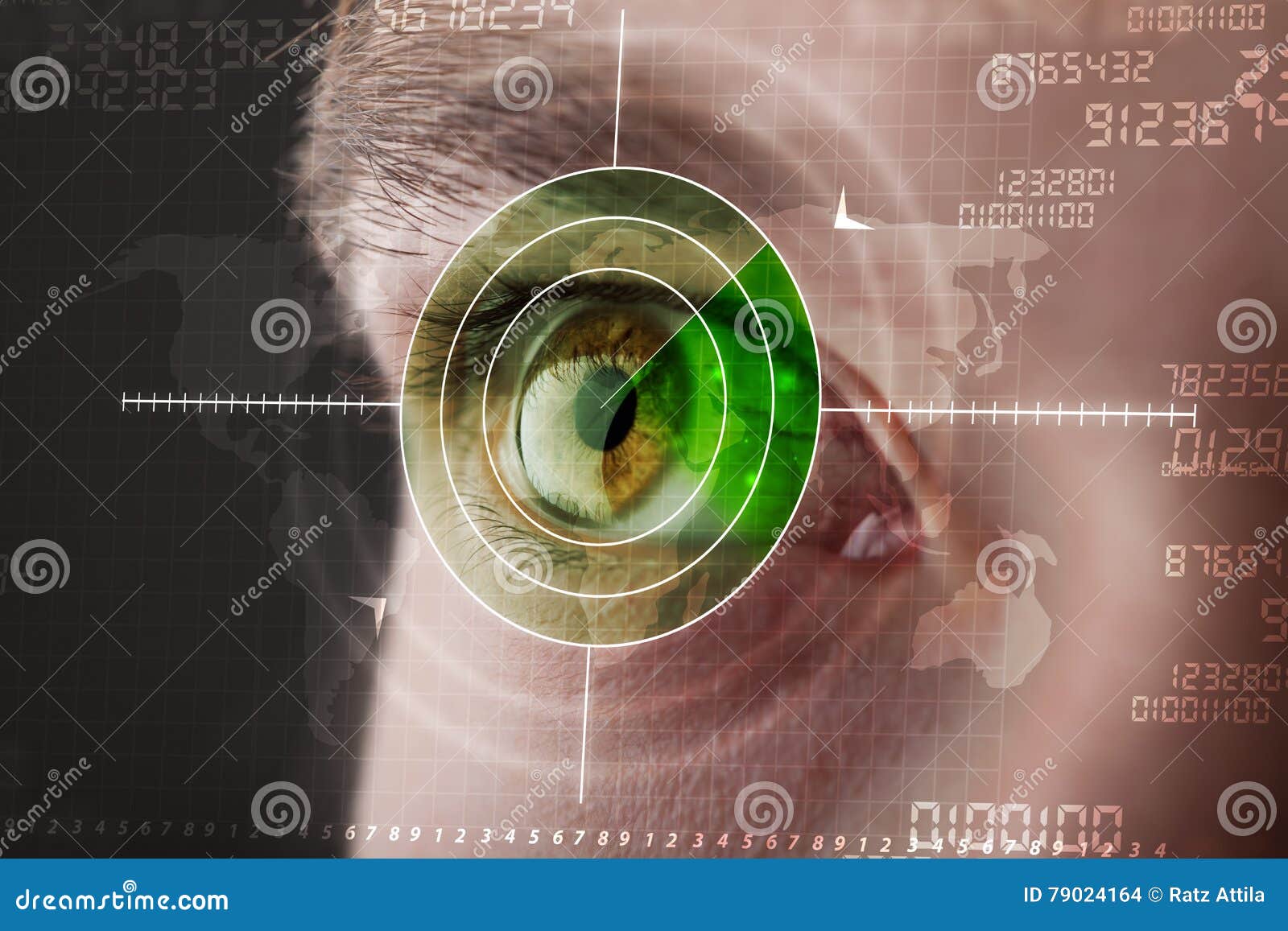Modern Man with Cyber Technology Target Military Eye Stock Photo ...