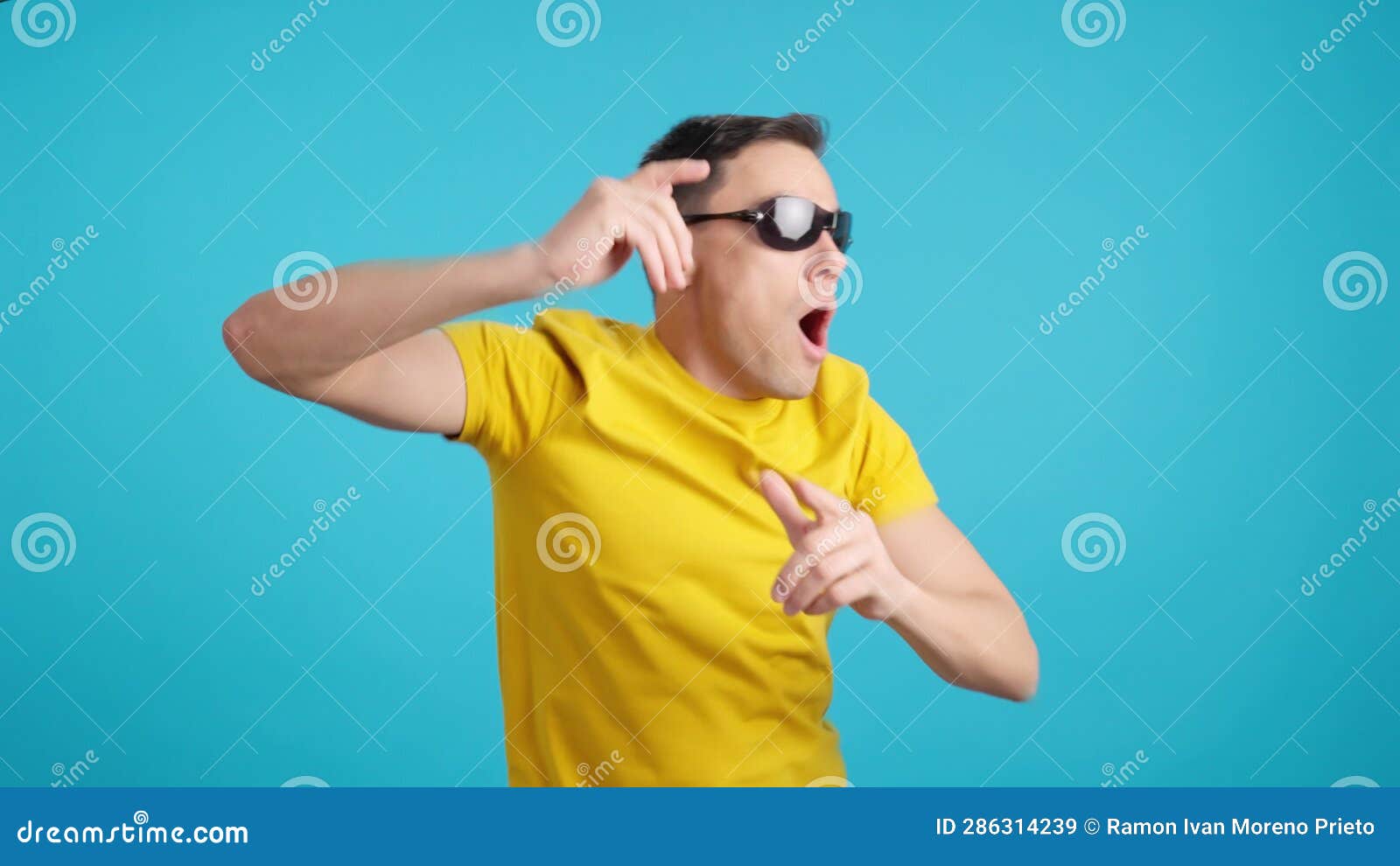 Modern Man with Sunglasses Dancing Techno Music Stock Video - Video of ...