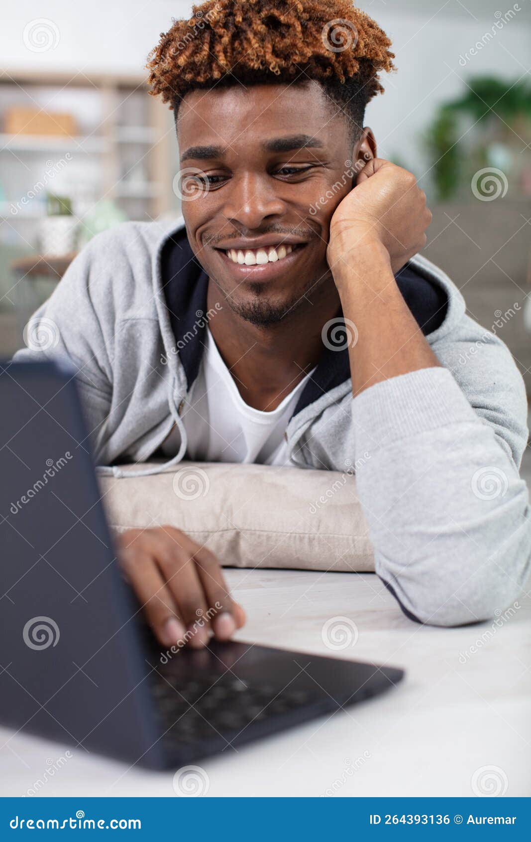 Modern Man with Working at Computer at Home Stock Photo - Image of ...