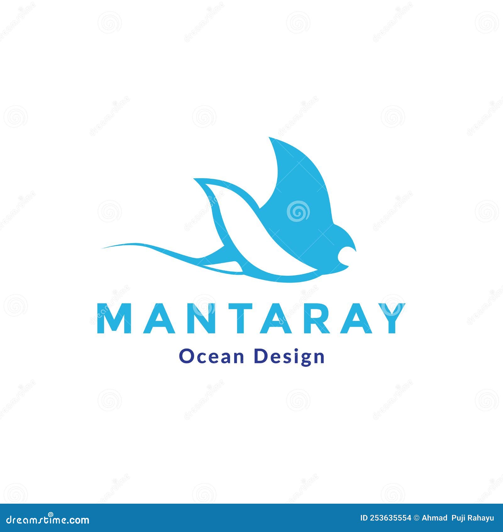 Modern Manta Ray Fish Swimming Logo Design Stock Vector - Illustration ...