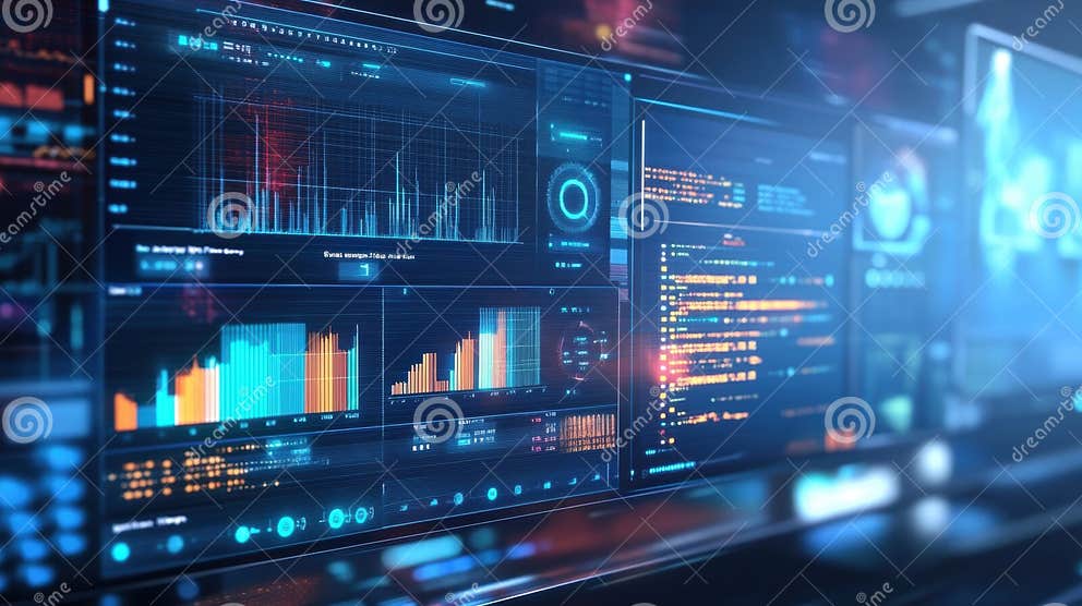 Modern Manufacturing Control Panel Showing Performance Charts and ...