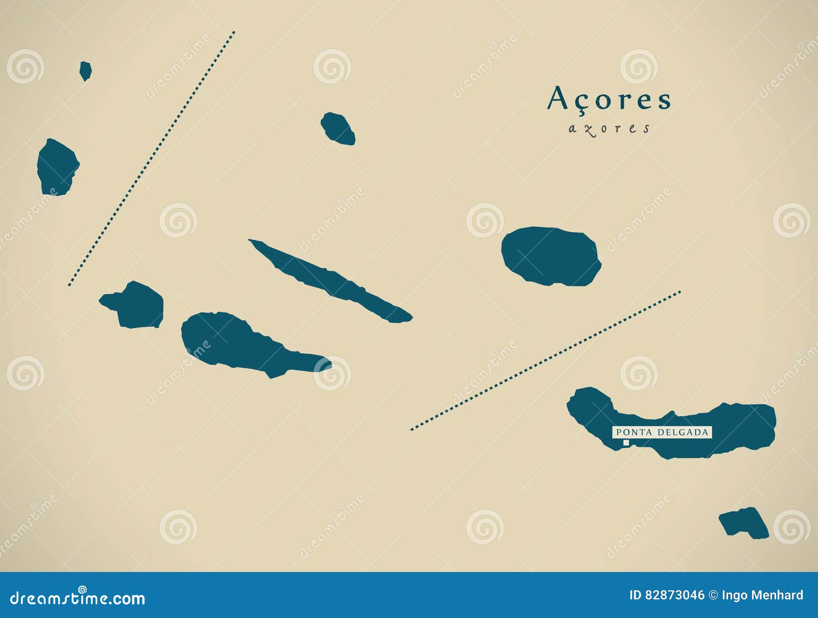Modern Map - Acores Portugal PT Stock Illustration - Illustration of ...