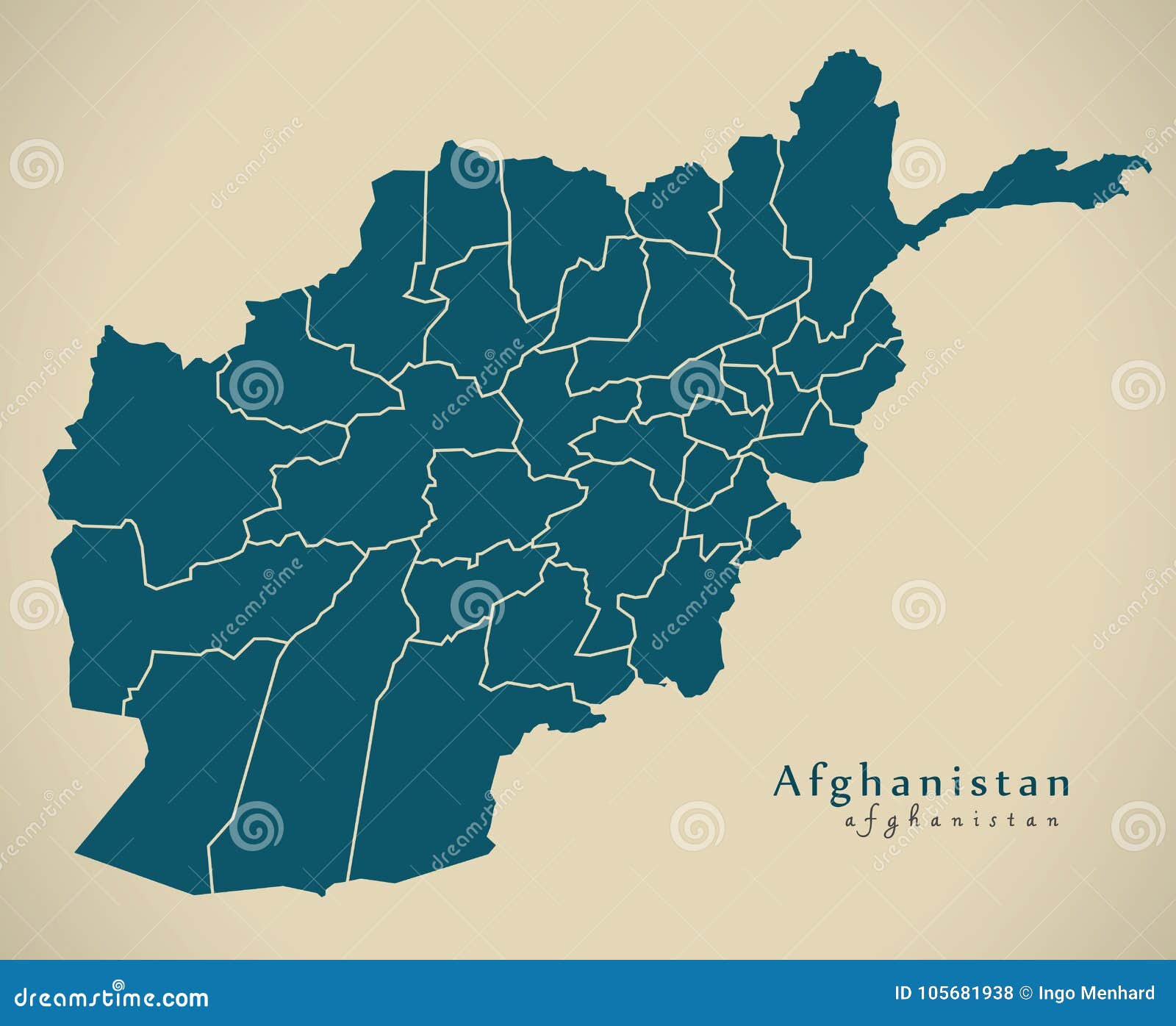 Modern Map - Afghanistan with Provinces AF Stock Illustration ...