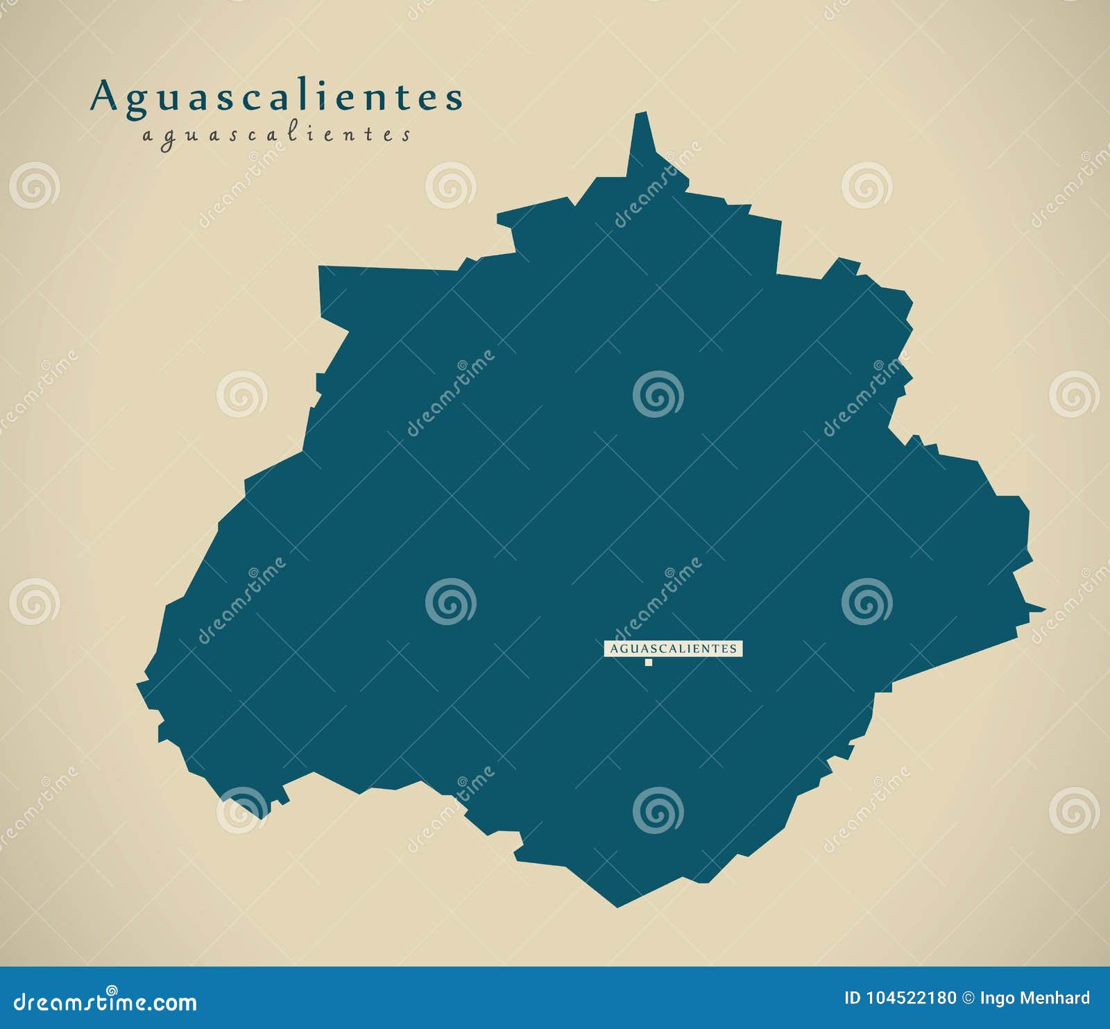 Modern Map - Aguascalientes Mexico MX Stock Illustration - Illustration ...