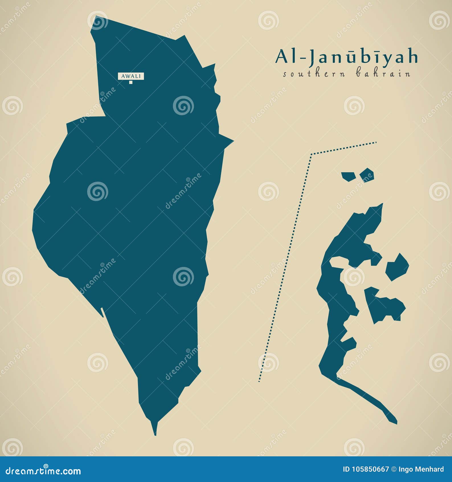 Modern Map - Al-Janubiyah BH Stock Illustration - Illustration of ...