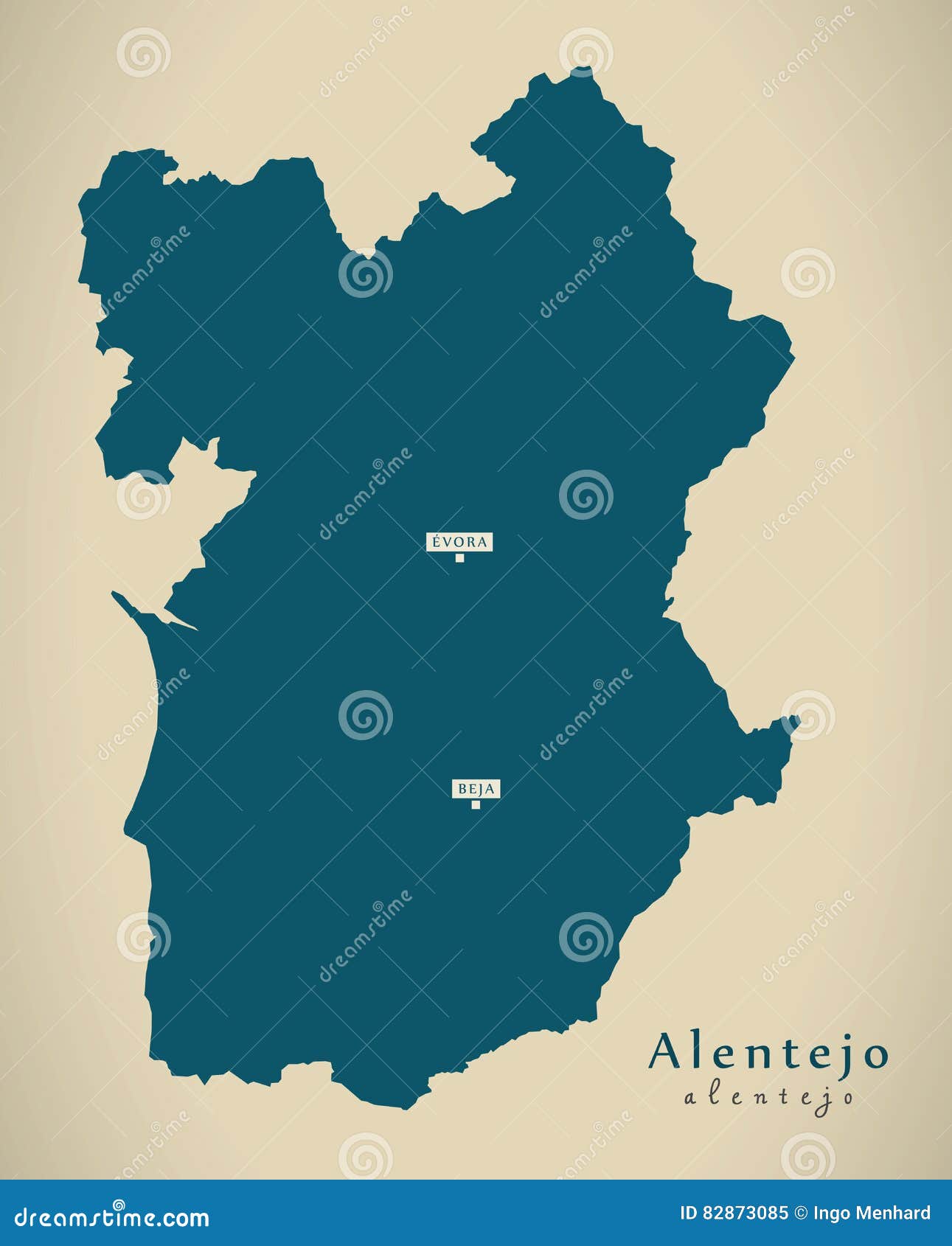 Modern Map - Alentejo Portugal PT Stock Illustration - Illustration of ...