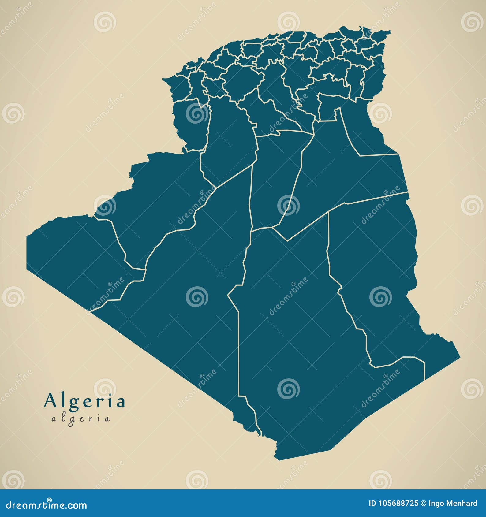Modern Map - Algeria with Provinces DZ Stock Illustration ...