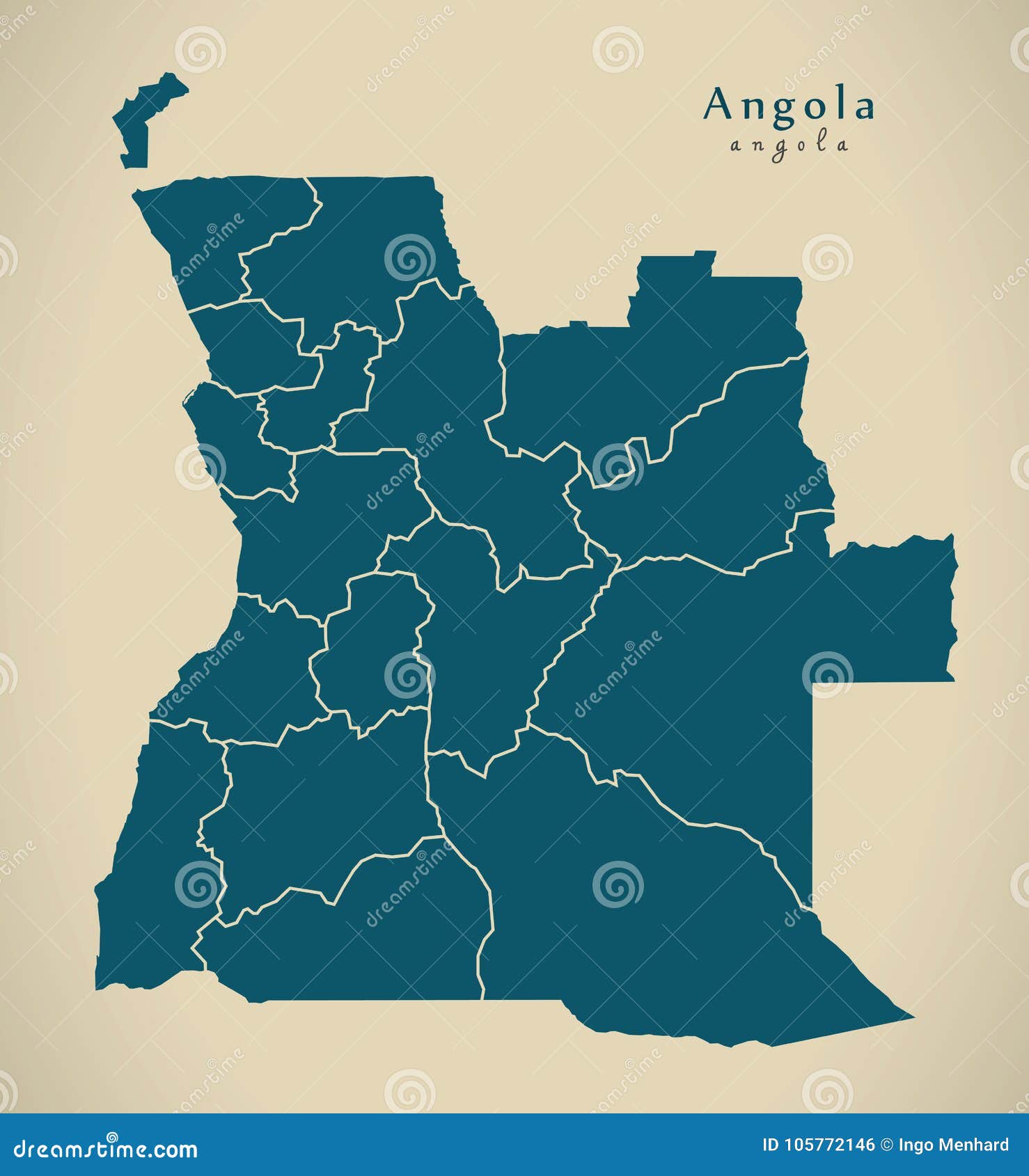 Modern Map - Angola with Provinces AO Stock Illustration - Illustration ...