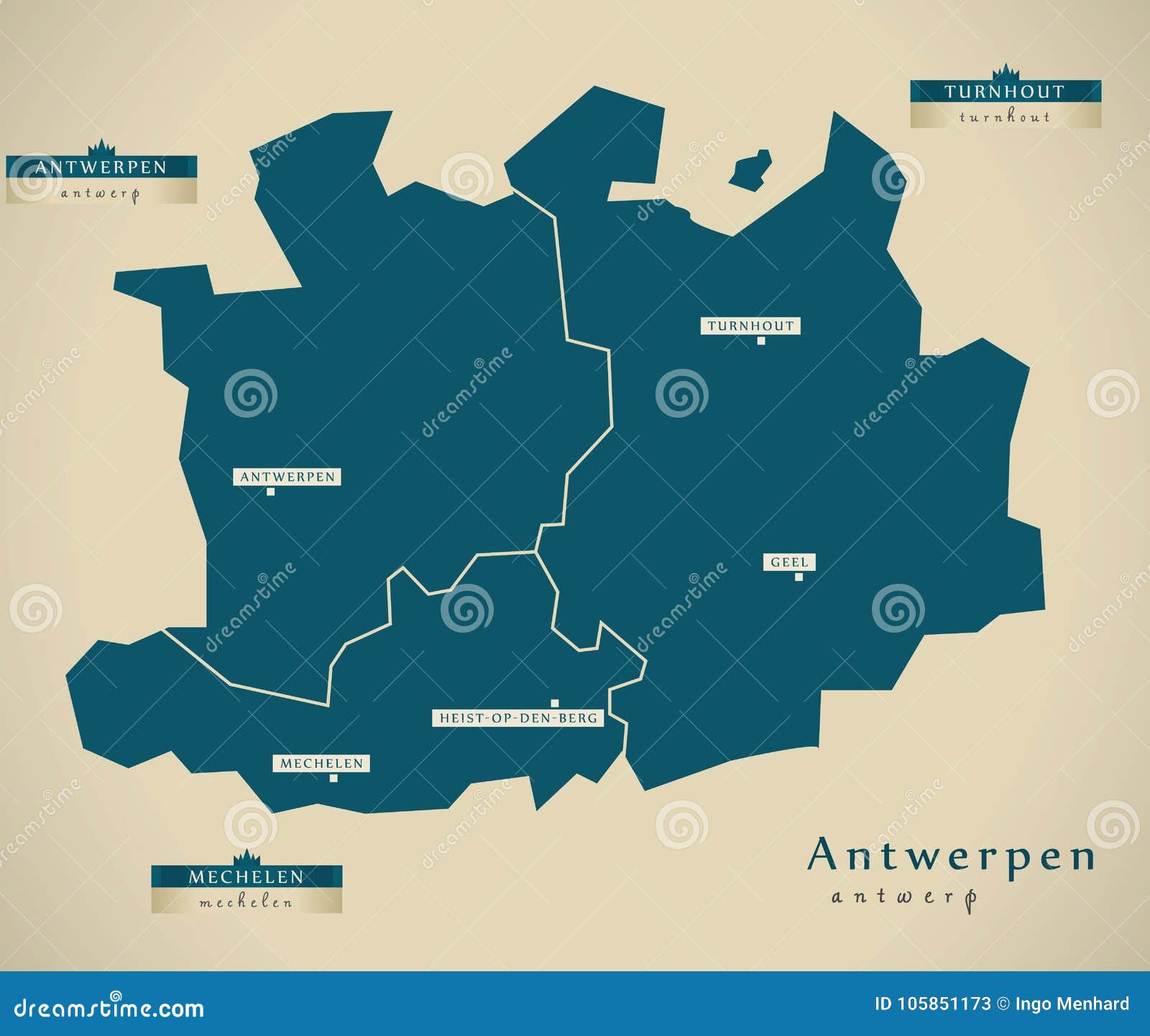 Modern Map - Antwerp BE stock illustration. Illustration of departments ...