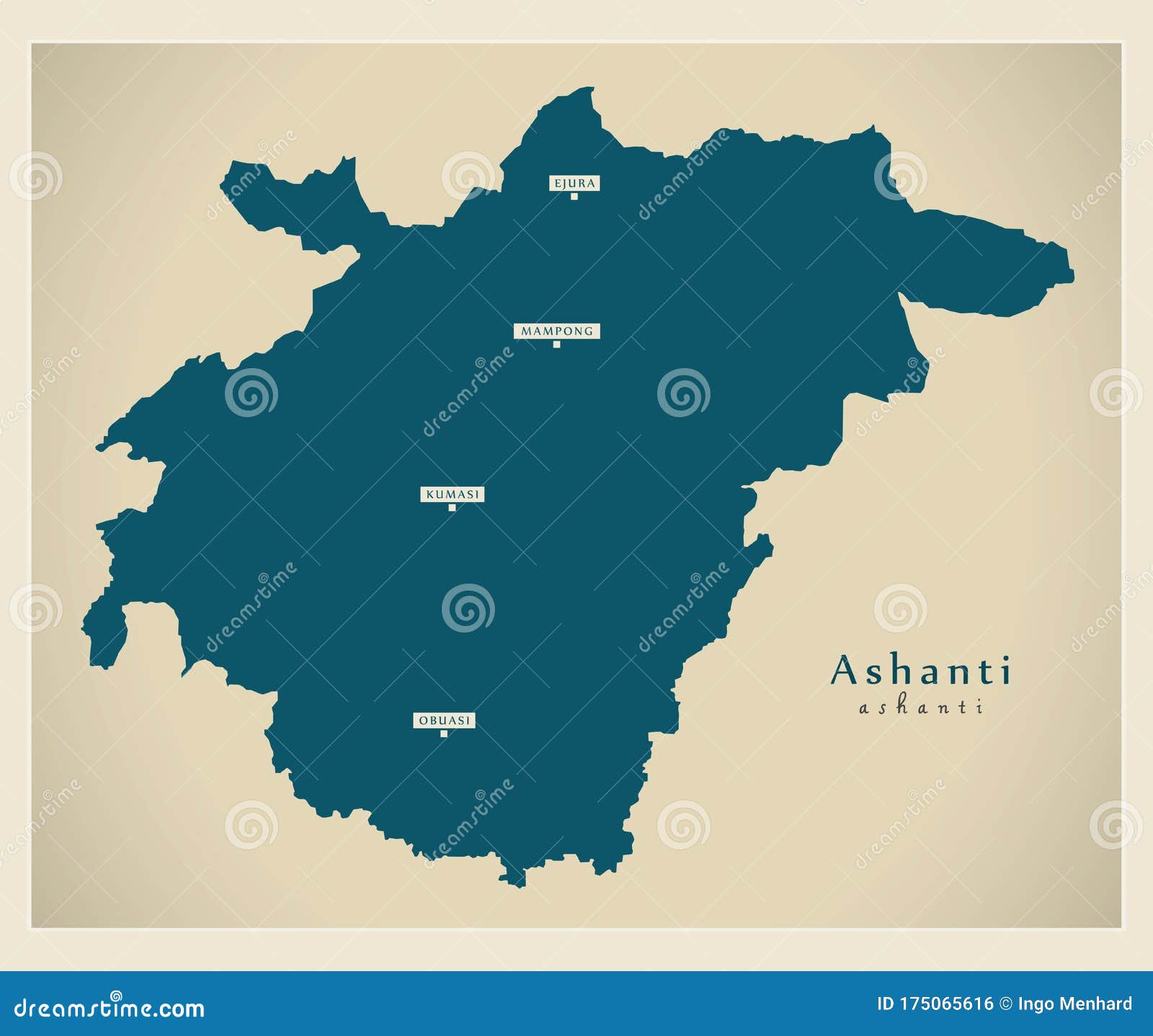 Modern Map - Ashanti Region Map of Ghana GH Stock Vector - Illustration ...
