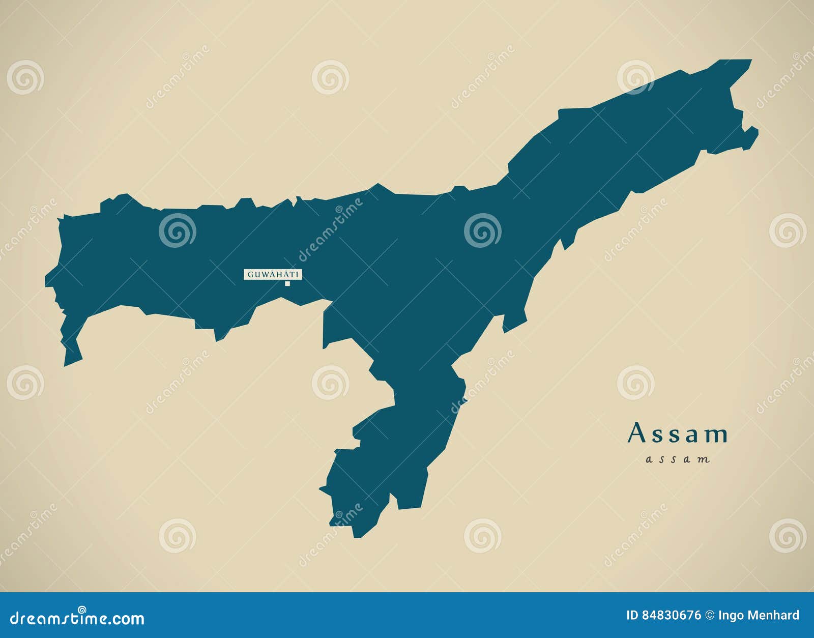 Modern Map - Assam in India Federal State Illustration Stock ...