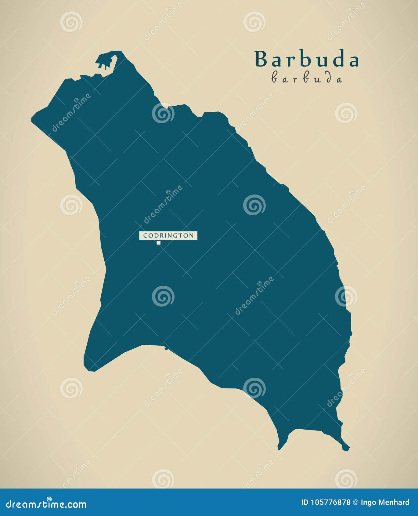 Modern Map - Barbuda AG stock illustration. Illustration of codrington ...
