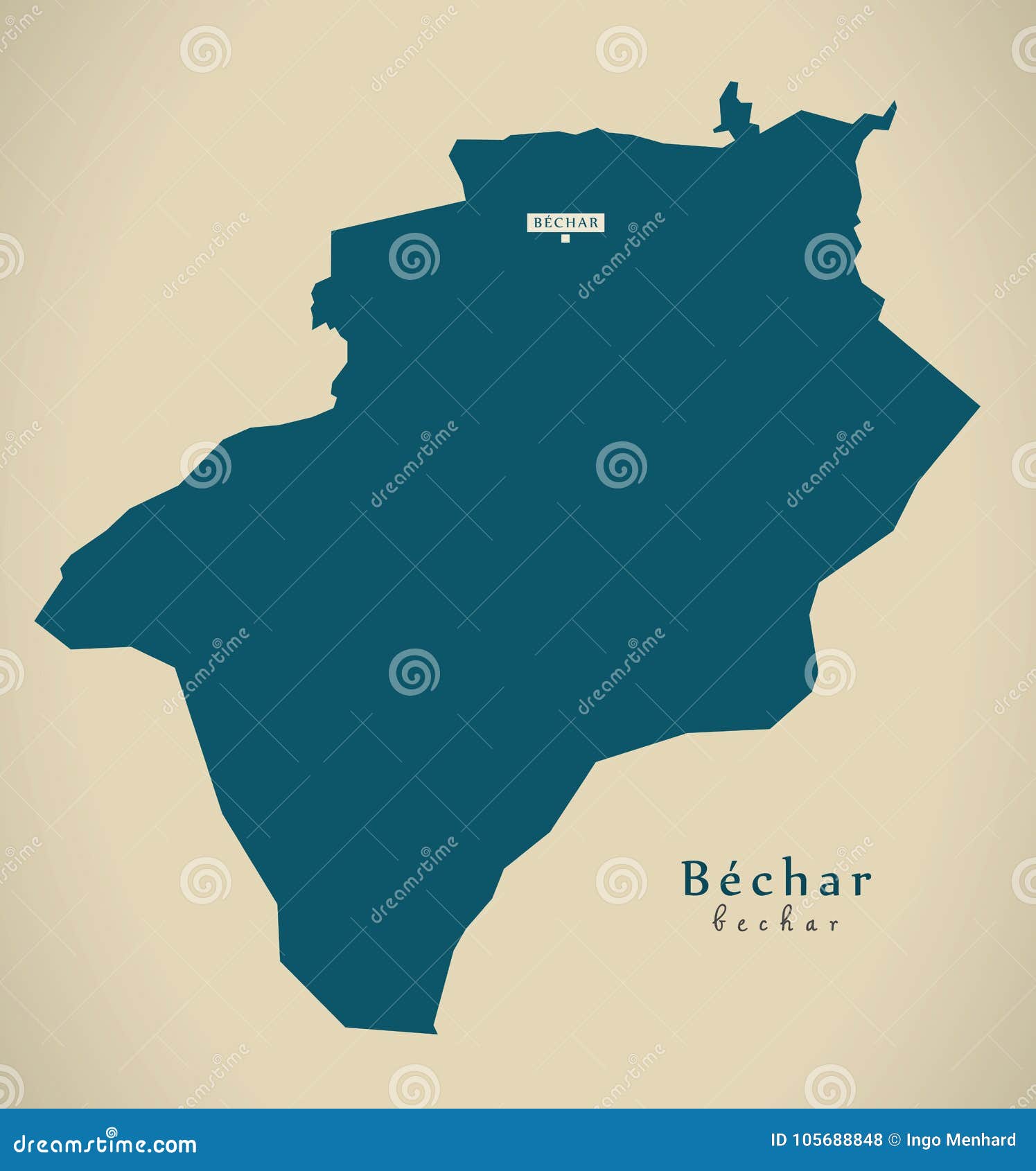 Modern Map - Bechar DZ stock illustration. Illustration of silhouette ...